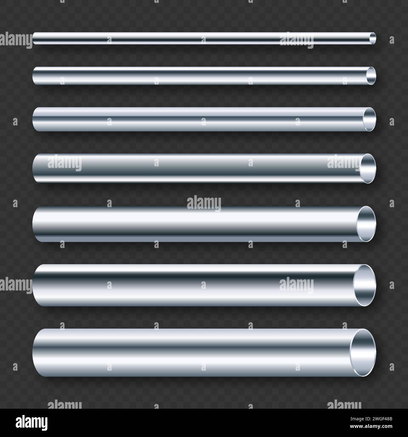 Steel pipes collection. Construction material, pipeline. Industry and ...