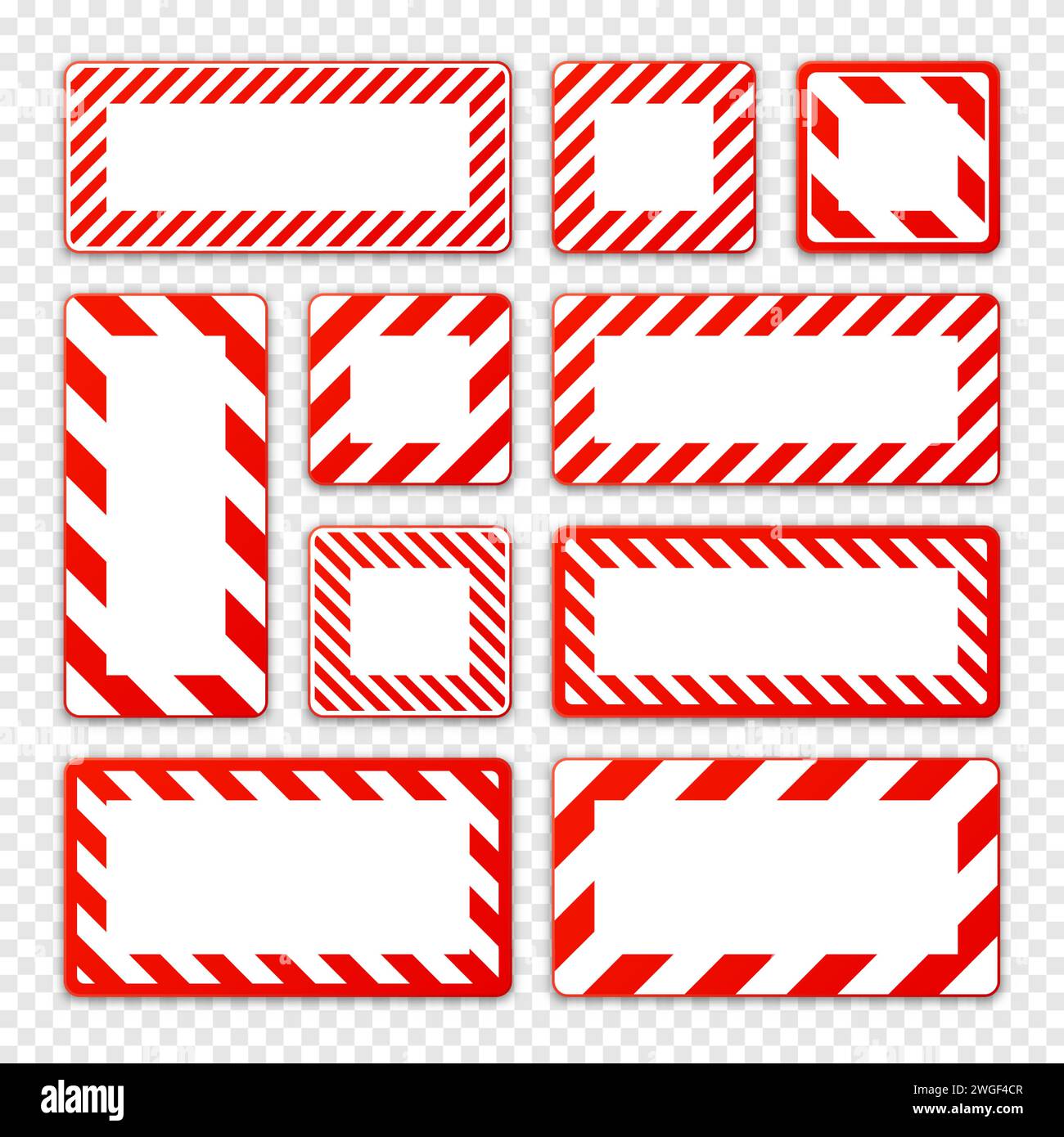 Various blank warning signs with diagonal lines. Yellow attention ...