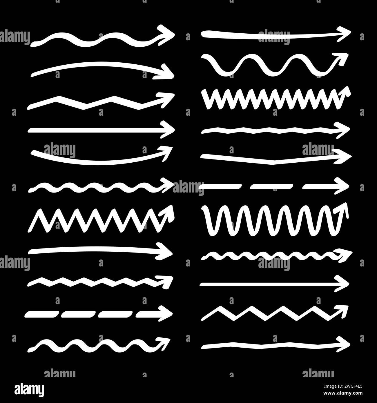 Hand drawn arrows, highlighter lines. Marker stroke, brush pen drawn ...