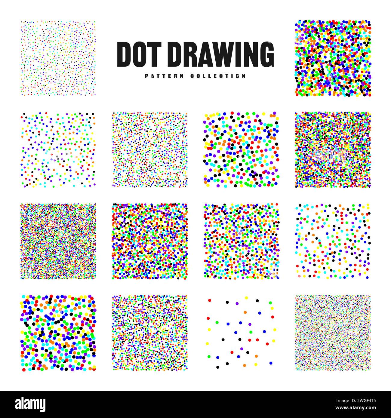 Square shaped dotted objects, vintage stipple elements. Stippling ...