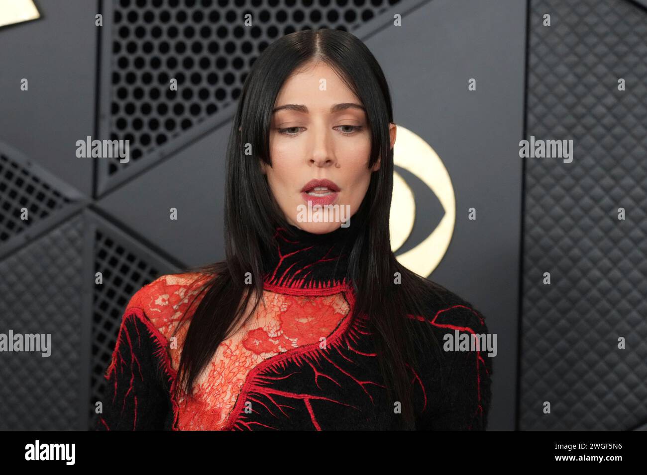 Caroline Polachek arrives at the 66th annual Grammy Awards on Sunday ...