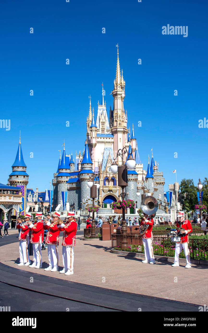 Main Street Philharmonic Band, Cinderella's Castle, Magic Kingdom, Walt ...