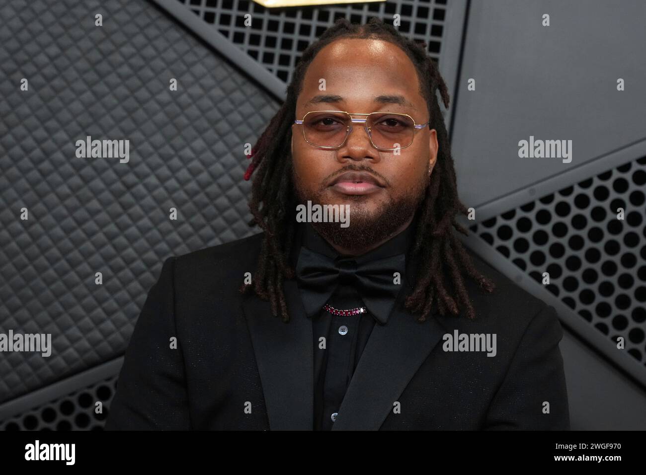 Leon Thomas III arrives at the 66th annual Grammy Awards on Sunday, Feb ...