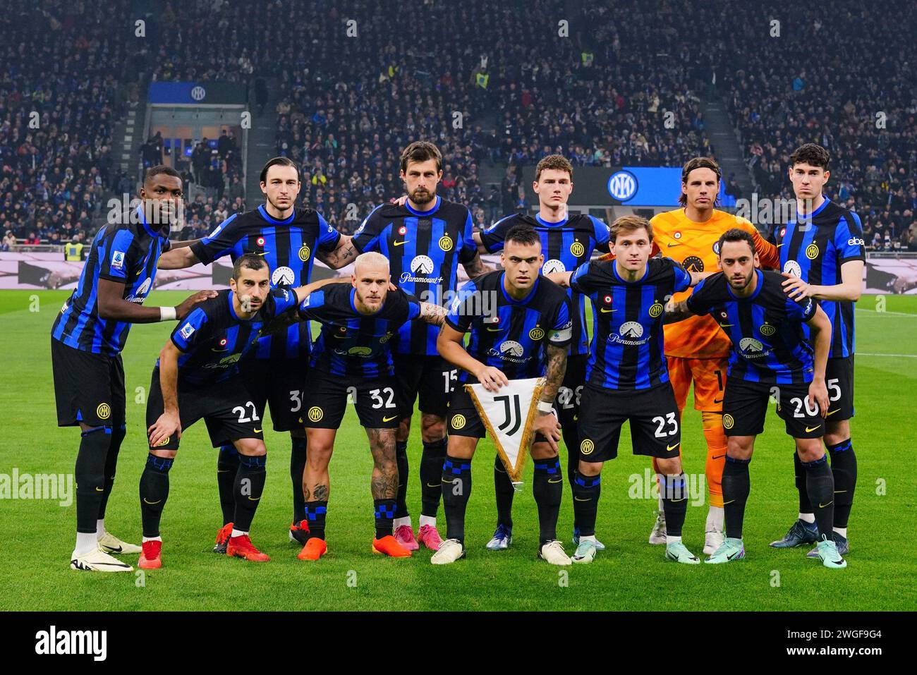 Milan, Italy. 4 Feb, 2024. FC Inter line up during the Italian ...