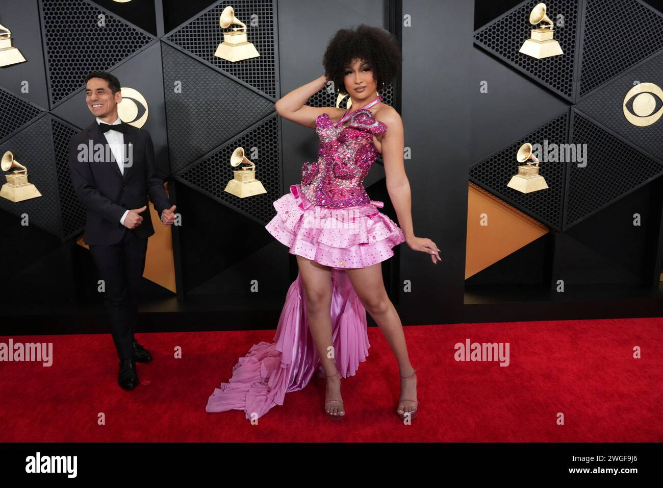 Veondre Mitchell arrives at the 66th annual Grammy Awards on Sunday ...