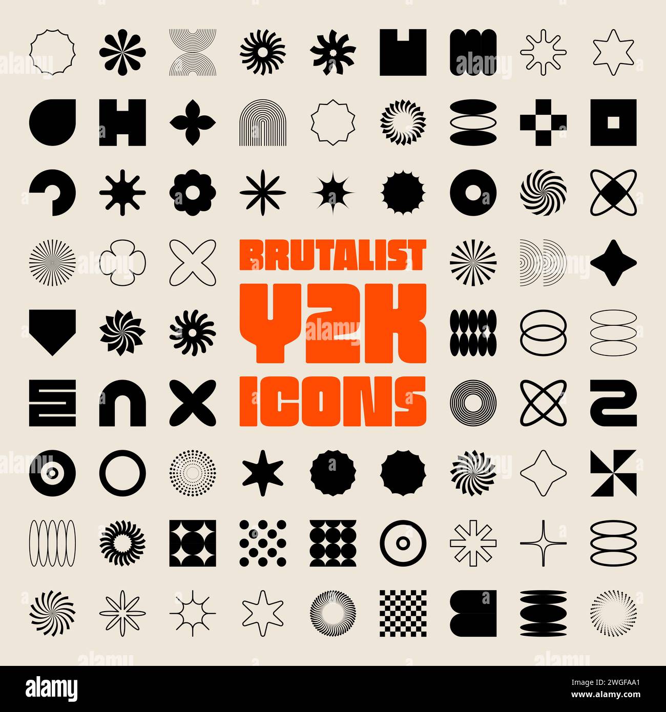 Brutalist geometric shapes, symbols. Simple primitive elements and ...