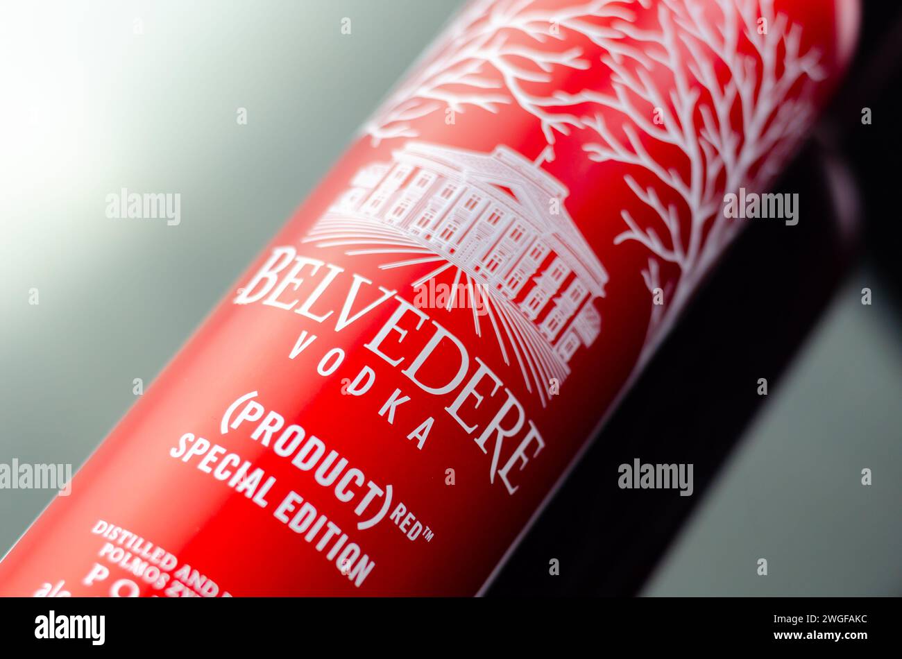 LONDON, UK - 18 JANUARY 2024 The original Belvedere vodka is hidden in ...