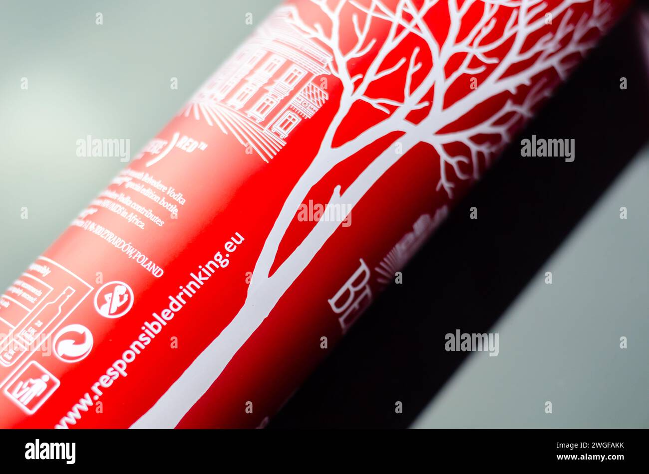 LONDON, UK - 18 JANUARY 2024 The original Belvedere vodka is hidden in ...