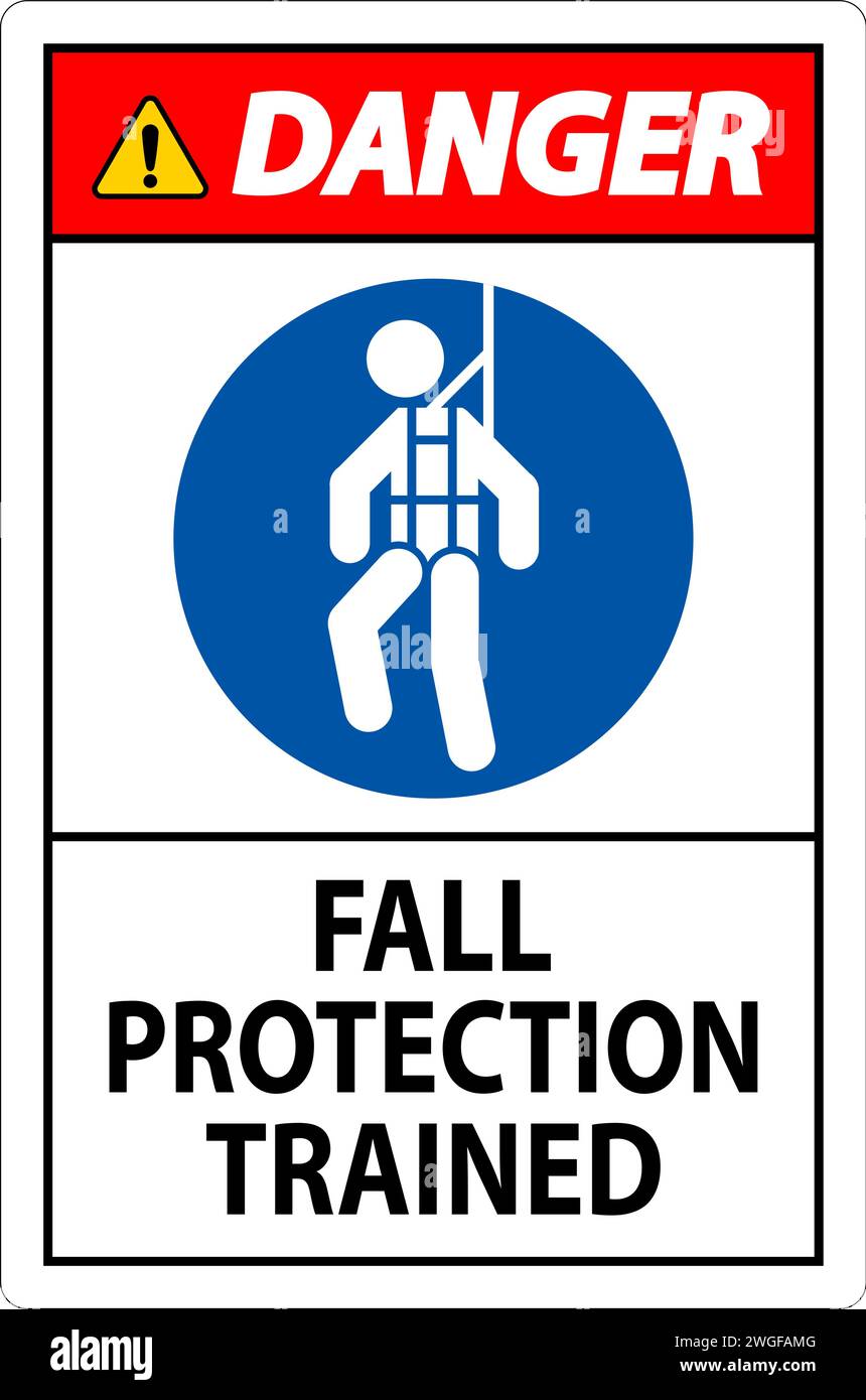 Hard Hat Decals, Danger Fall Protection Trained Stock Vector Image ...