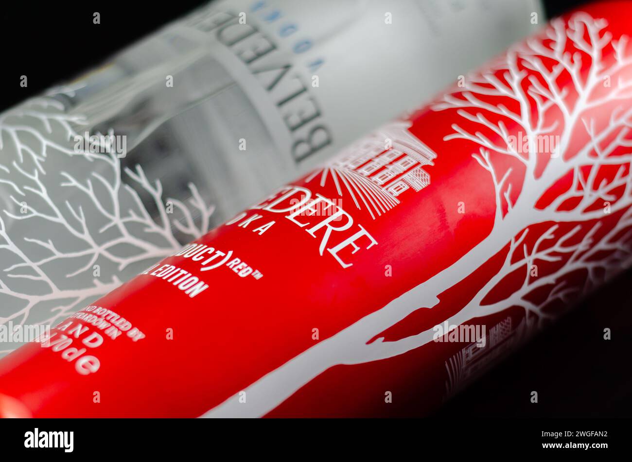 LONDON, UK - 18 JANUARY 2024 The original Belvedere vodka is hidden in ...