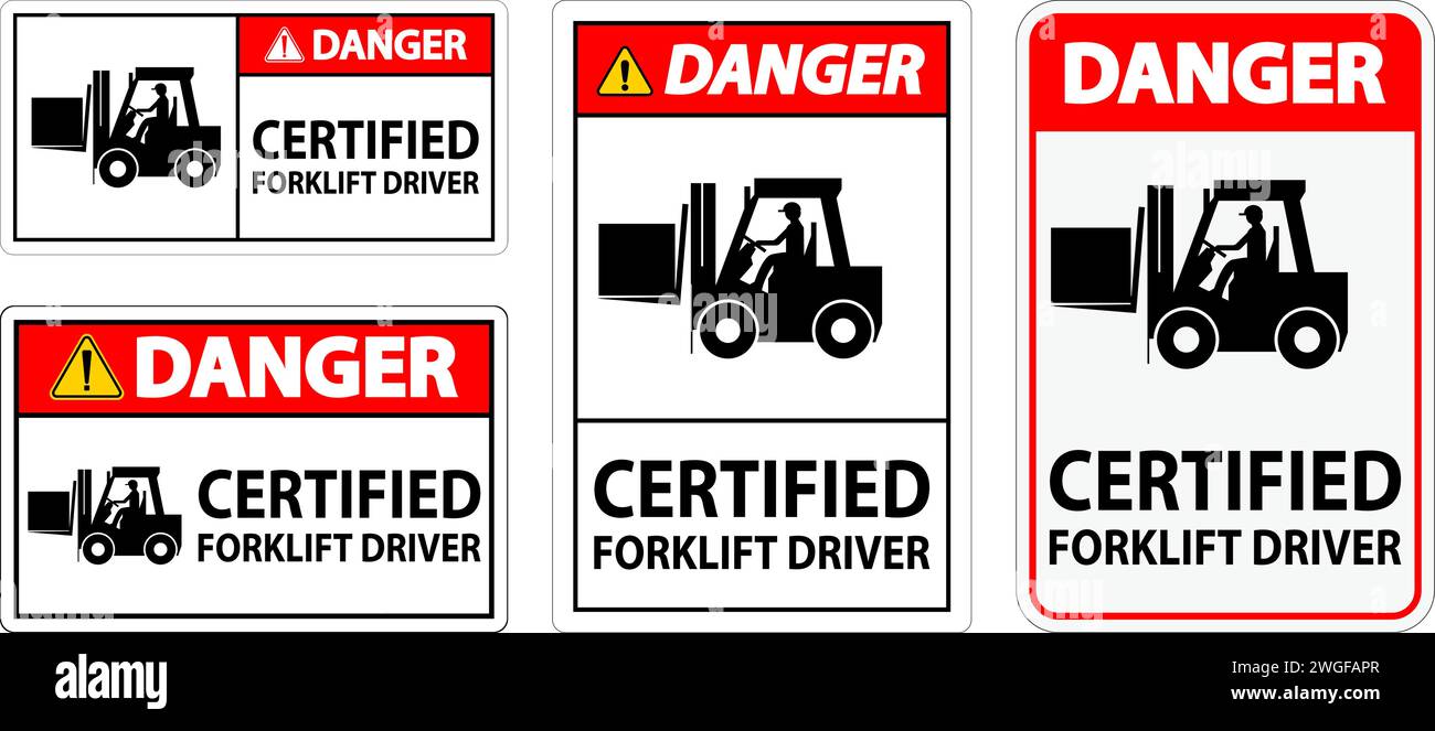 Hard Hat Labels, Danger Certified Forklift Driver Stock Vector Image ...