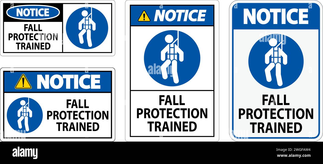 Hard Hat Decals, Notice Fall Protection Trained Stock Vector Image ...