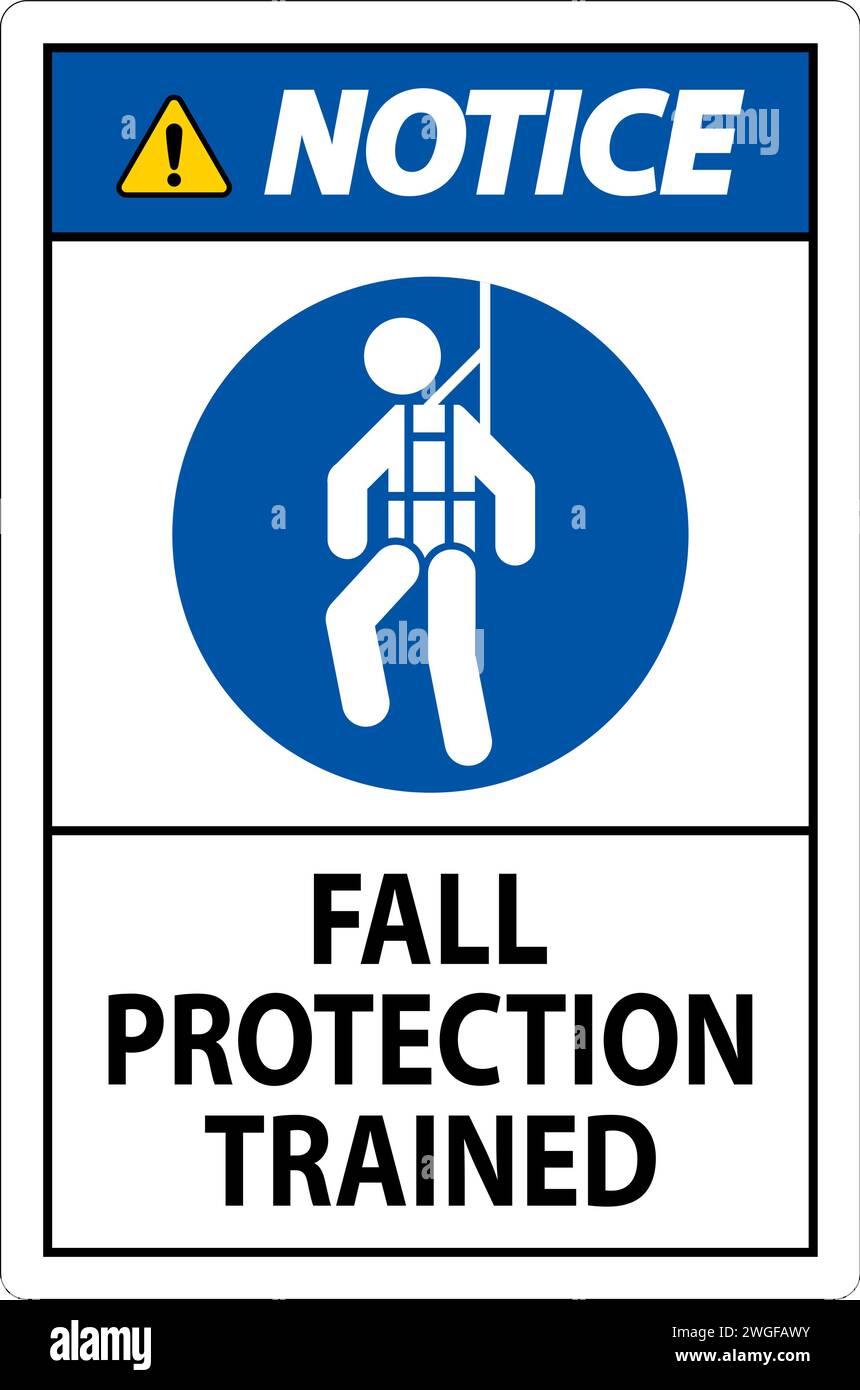 Hard Hat Decals, Notice Fall Protection Trained Stock Vector Image ...