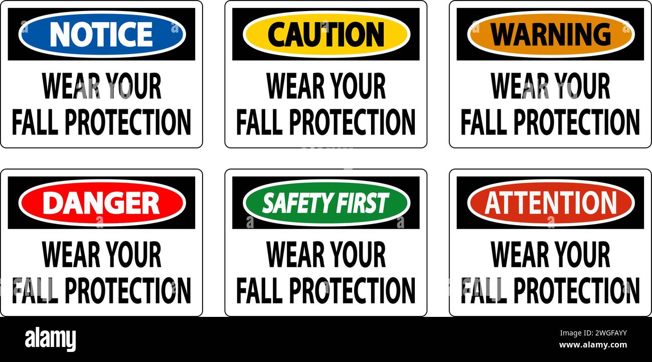 Caution Sign, Wear Your Fall Protection Stock Vector Image & Art - Alamy