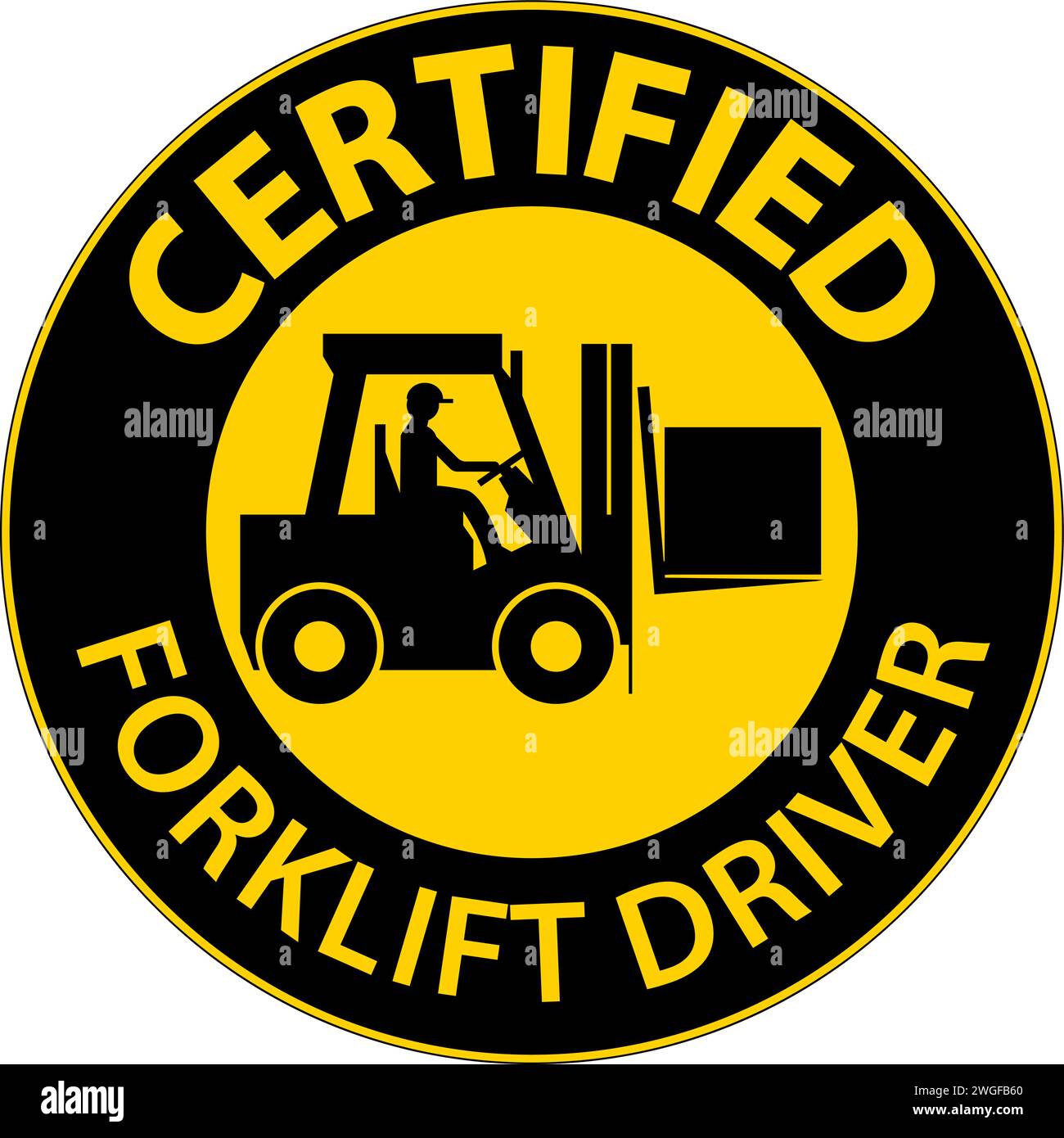 Hard Hat Labels, Caution Certified Forklift Driver Stock Vector Image ...