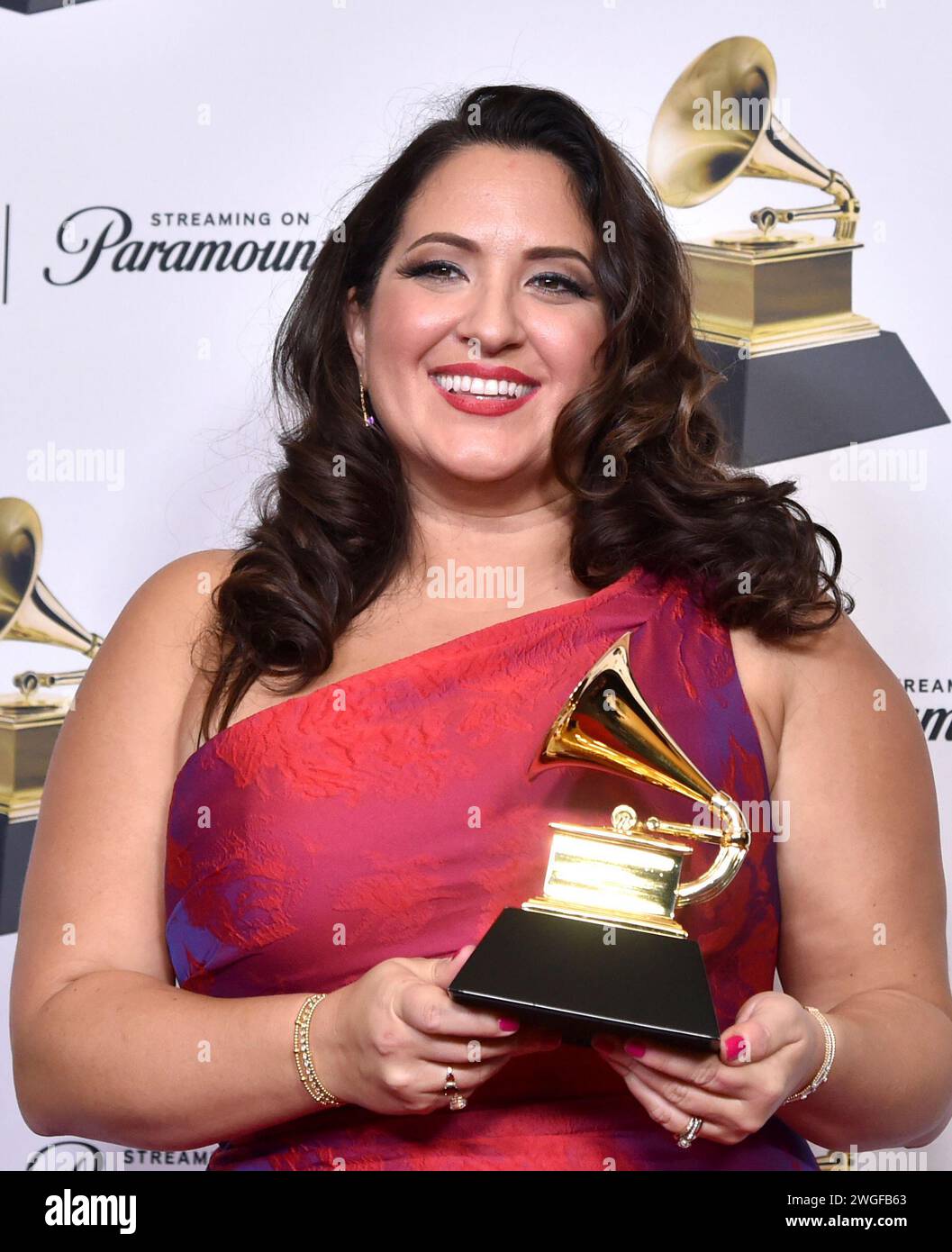 Nicole Zuraitis poses in the press room with the award for best jazz ...