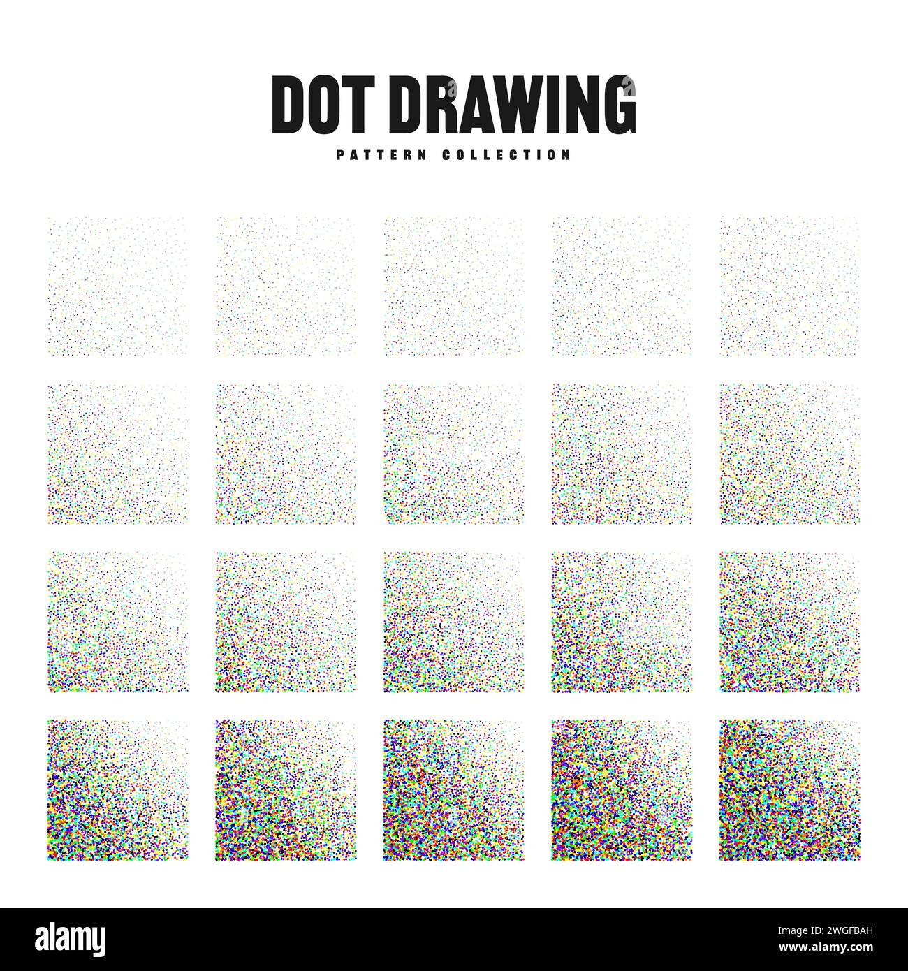 Square shaped dotted objects, vintage stipple elements. Stippling ...