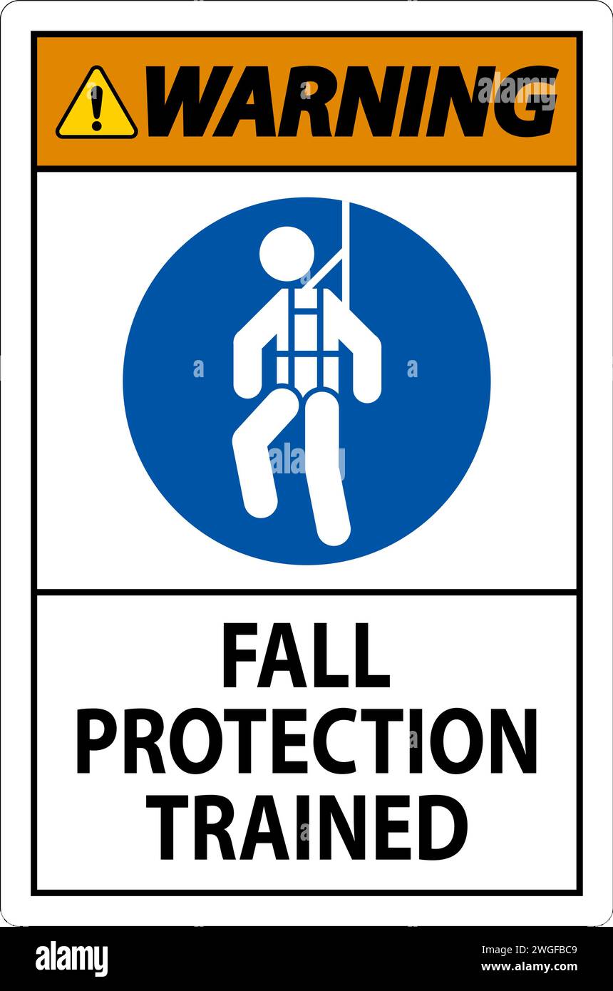 Hard Hat Decals, Warning Fall Protection Trained Stock Vector Image ...