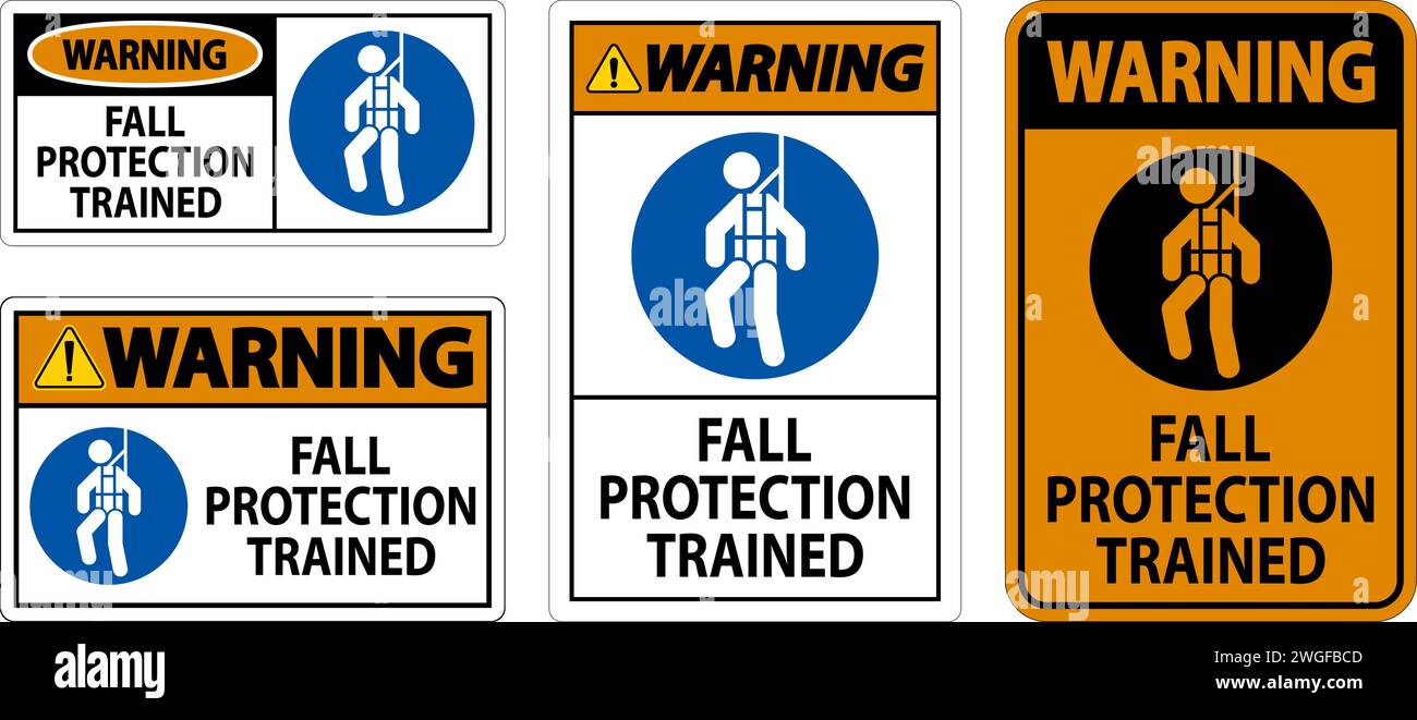 Hard Hat Decals, Warning Fall Protection Trained Stock Vector Image ...