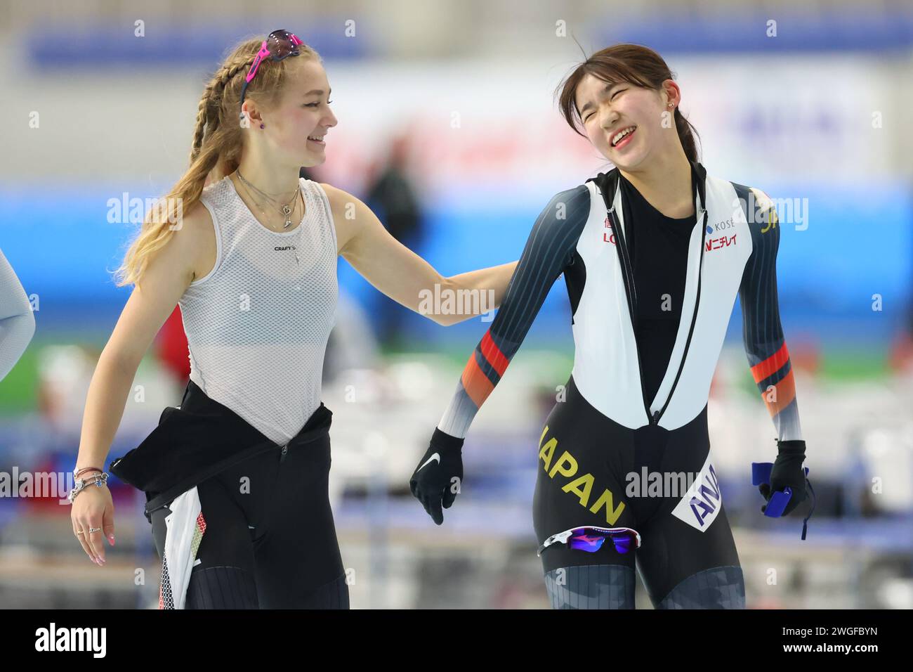 Aomori, Japan. 3rd Feb, 2024. (L to R) Maira Jasch (GER), Hana Noake ...