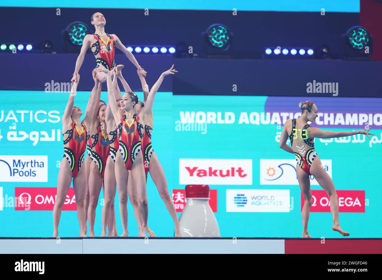 Doha, Qatar. 4th Feb, 2024. Japan team group (JPN) Artistic Swimming ...