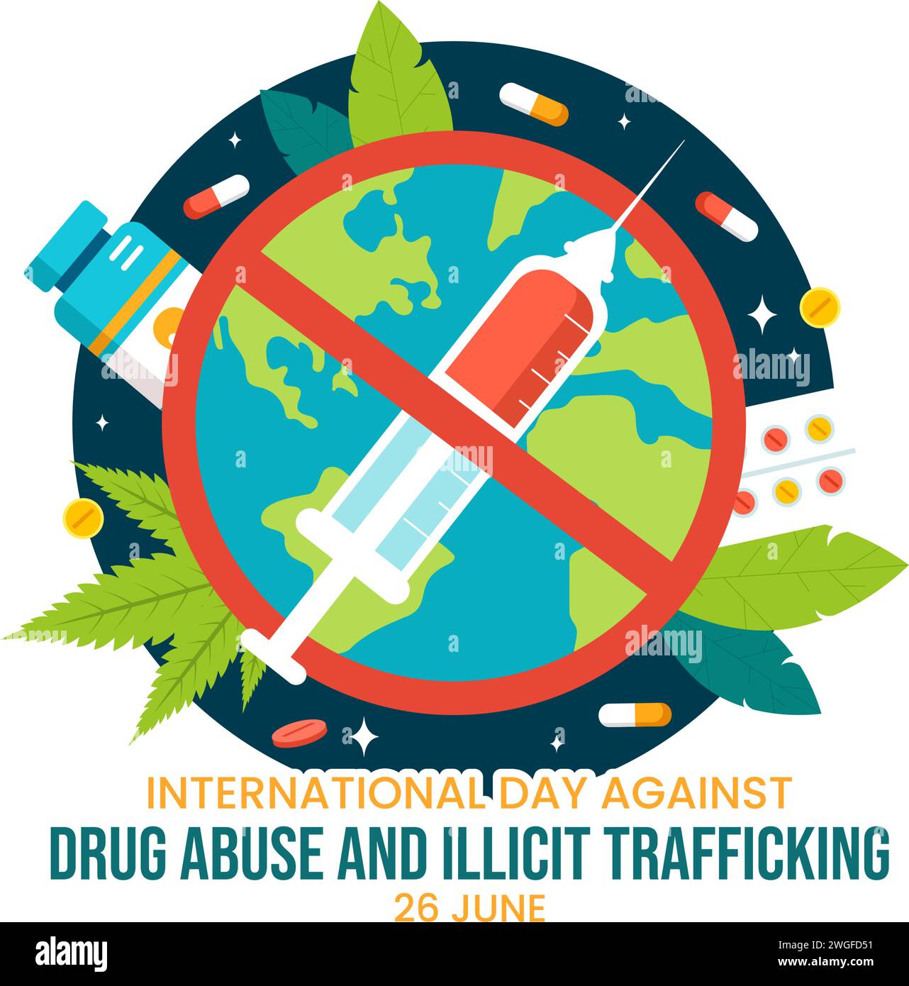 International Day Against Drug Abuse and Illicit Trafficking Vector ...