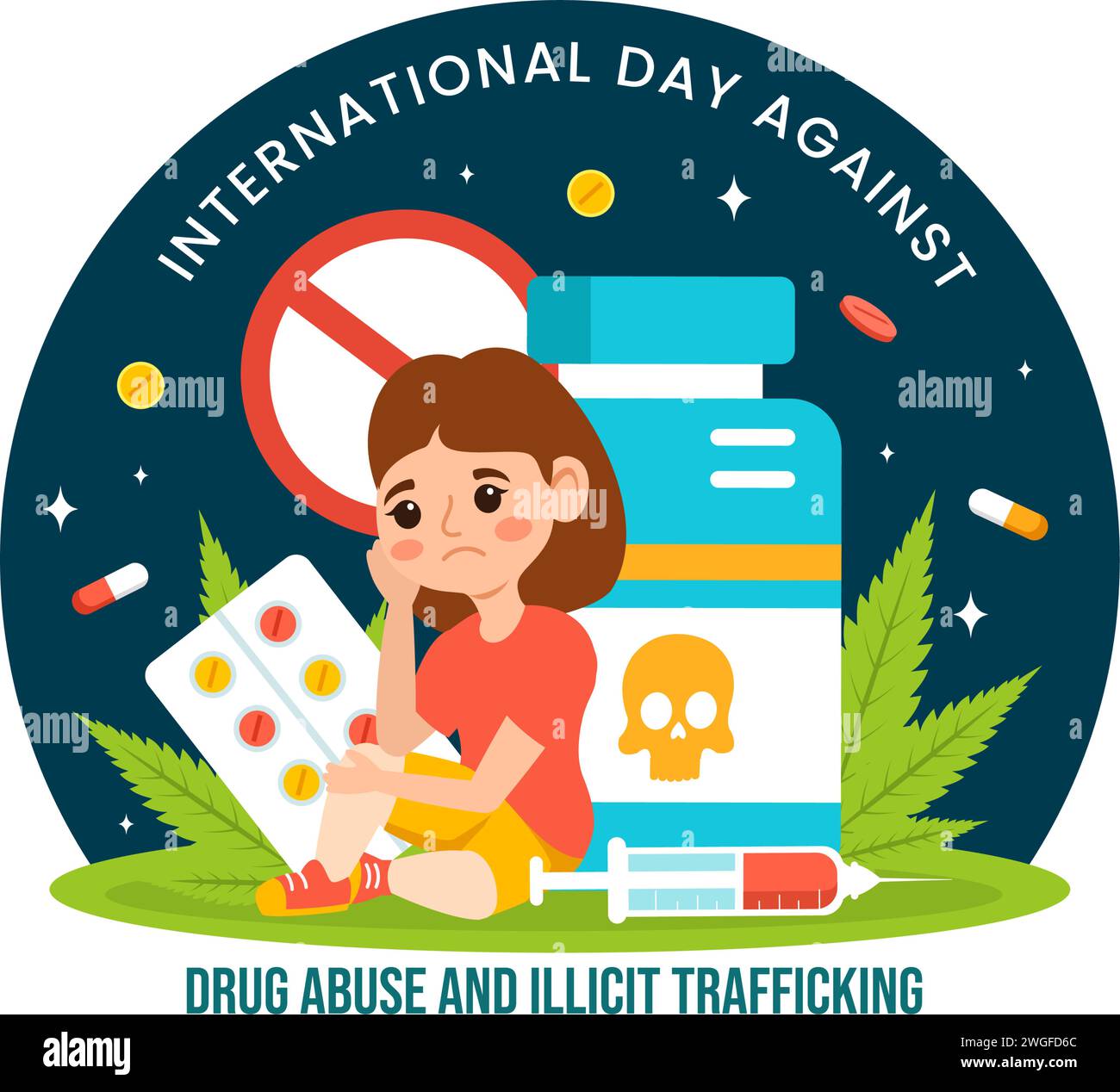 International Day Against Drug Abuse and Illicit Trafficking Vector ...