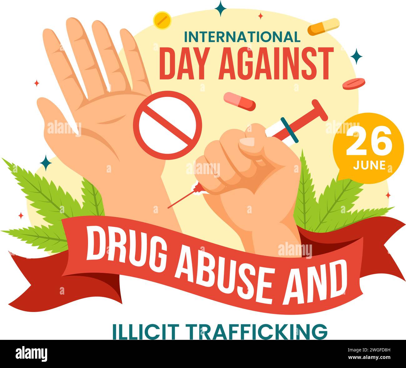 International Day Against Drug Abuse and Illicit Trafficking Vector ...