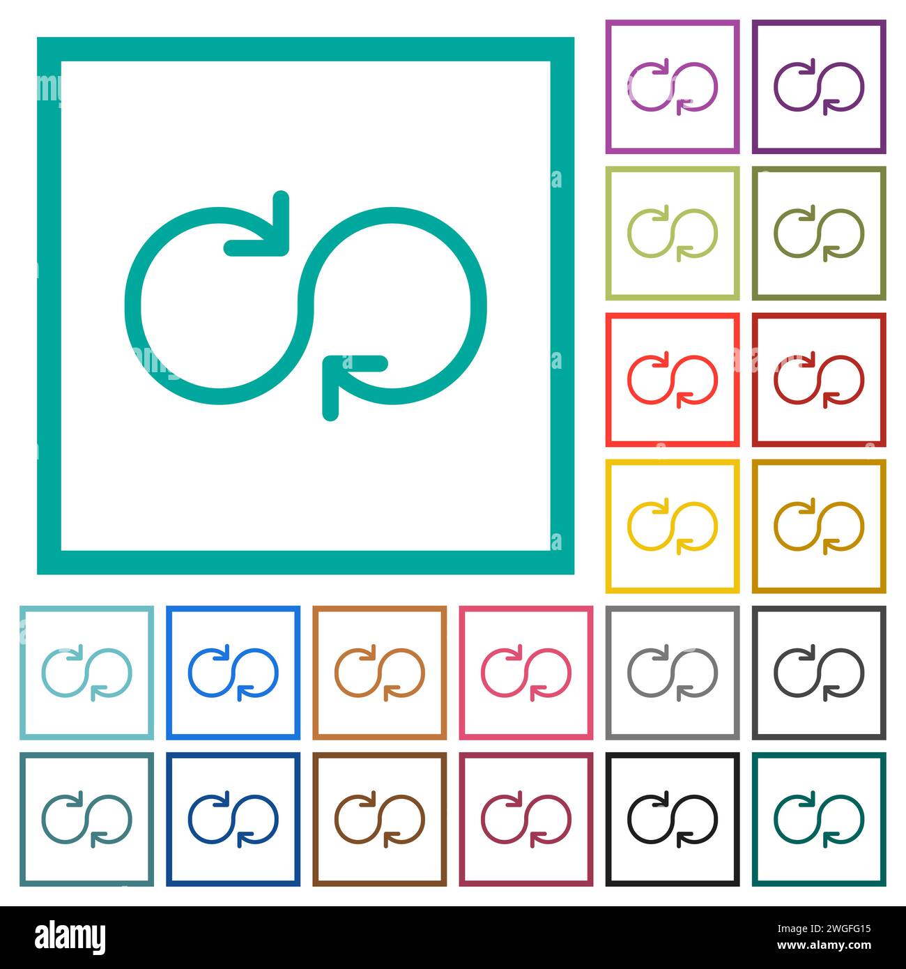 Cycle flat color icons with quadrant frames on white background Stock ...