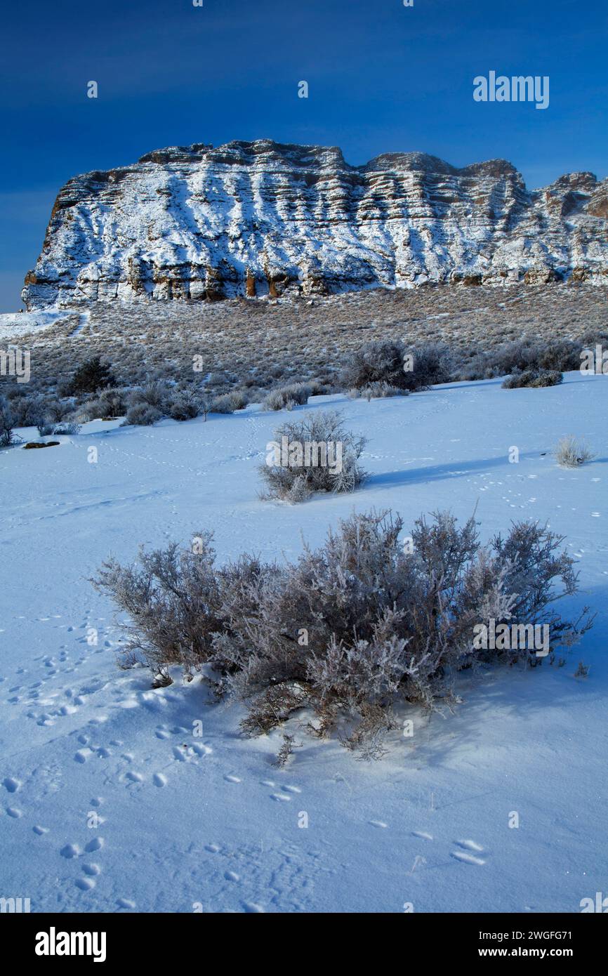 Winter high desert in Fort Rock basin, Fort Rock State Park, Christmas ...