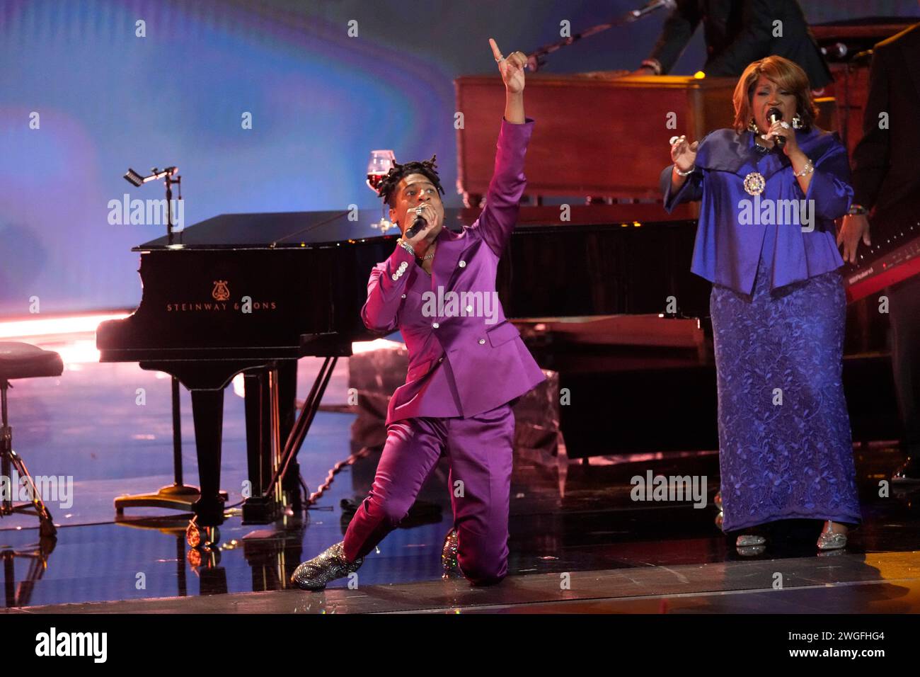 Jon Batiste performs during an in memoriam tribute during the 66th ...