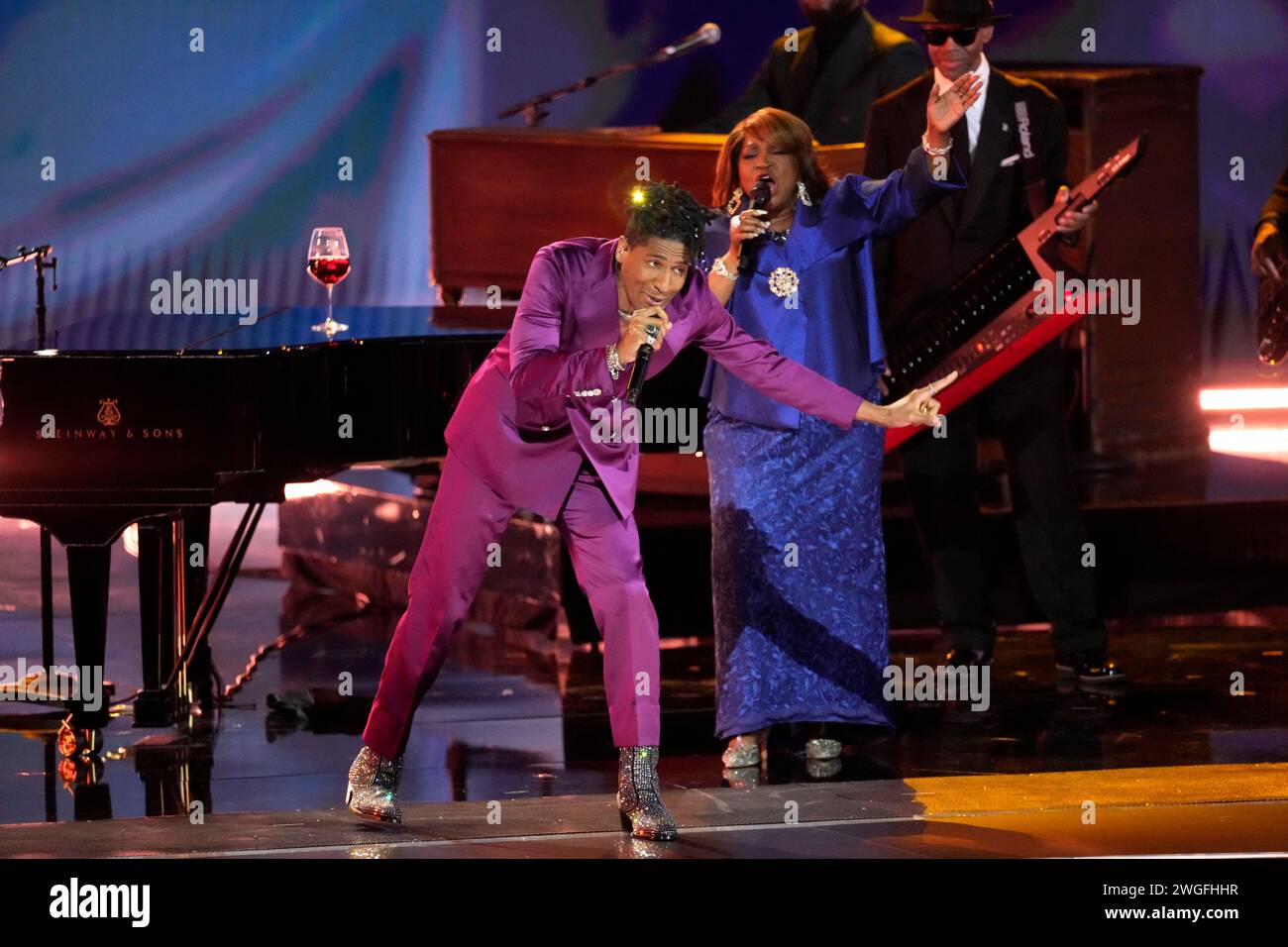 Jon Batiste performs during an in memoriam tribute during the 66th ...