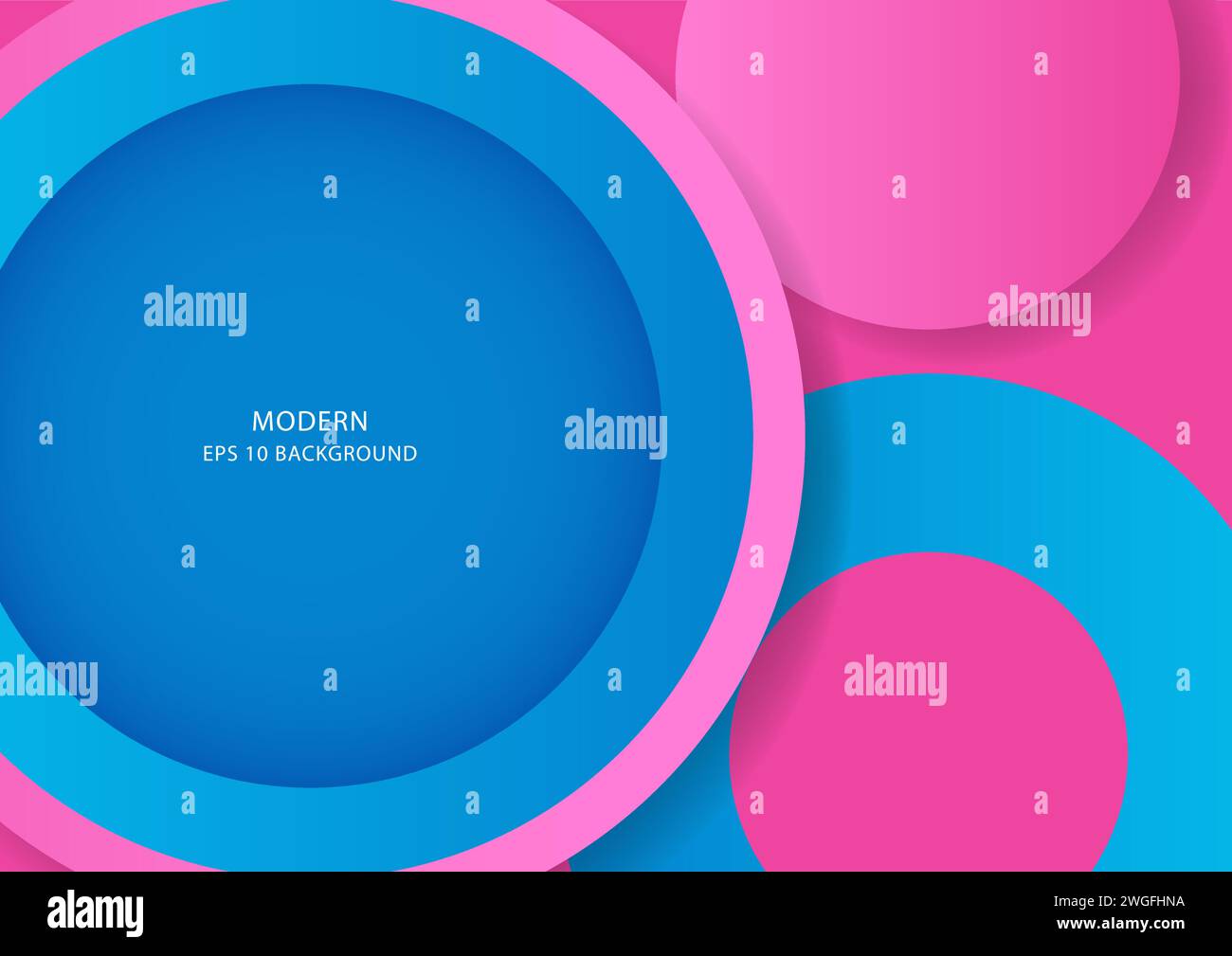 Pink and blue circles, simple round shape frame with copy space, vector ...