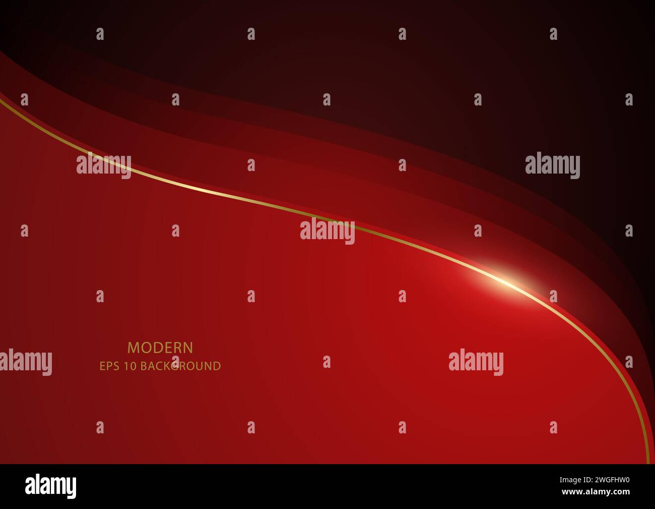 Luxury red curved shape in layers with golden line, vector illustration ...