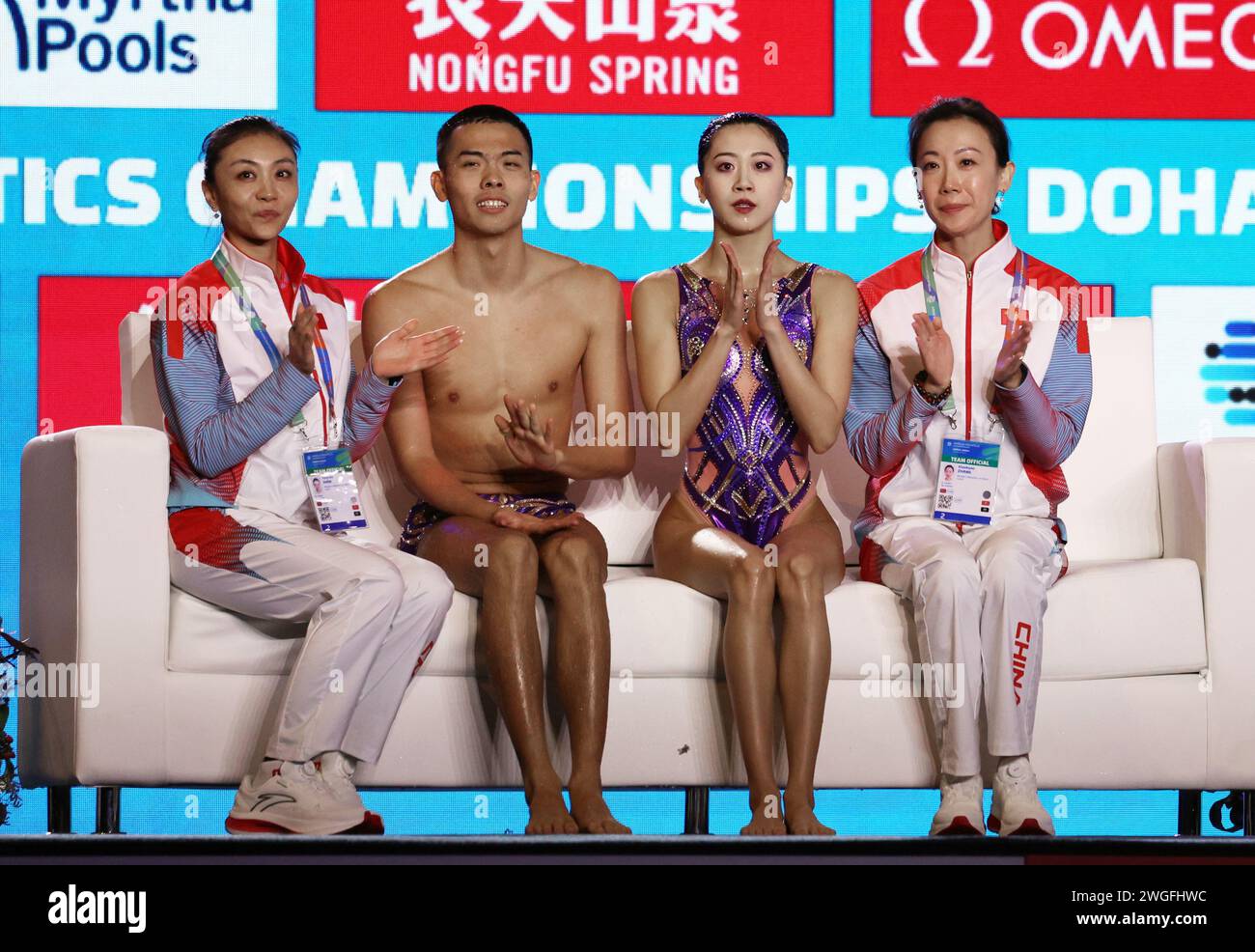 Doha, Qatar. 4th Feb, 2024. Cheng Wentao (2nd R)/Shi Haoyu (2nd L) of ...