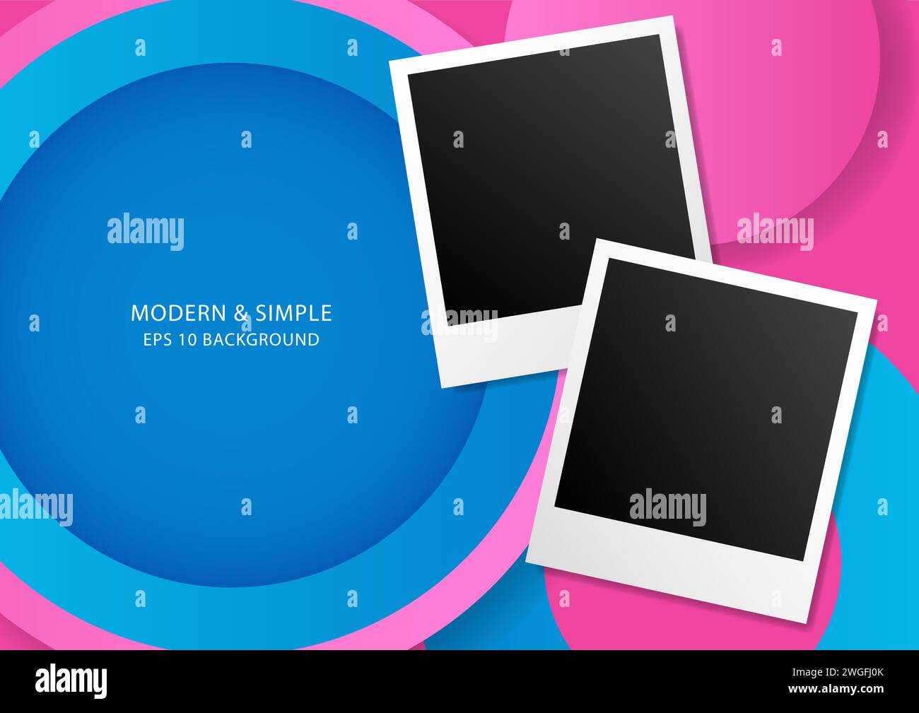 Pink and blue circles, simple round shape frame with copy space, vector ...