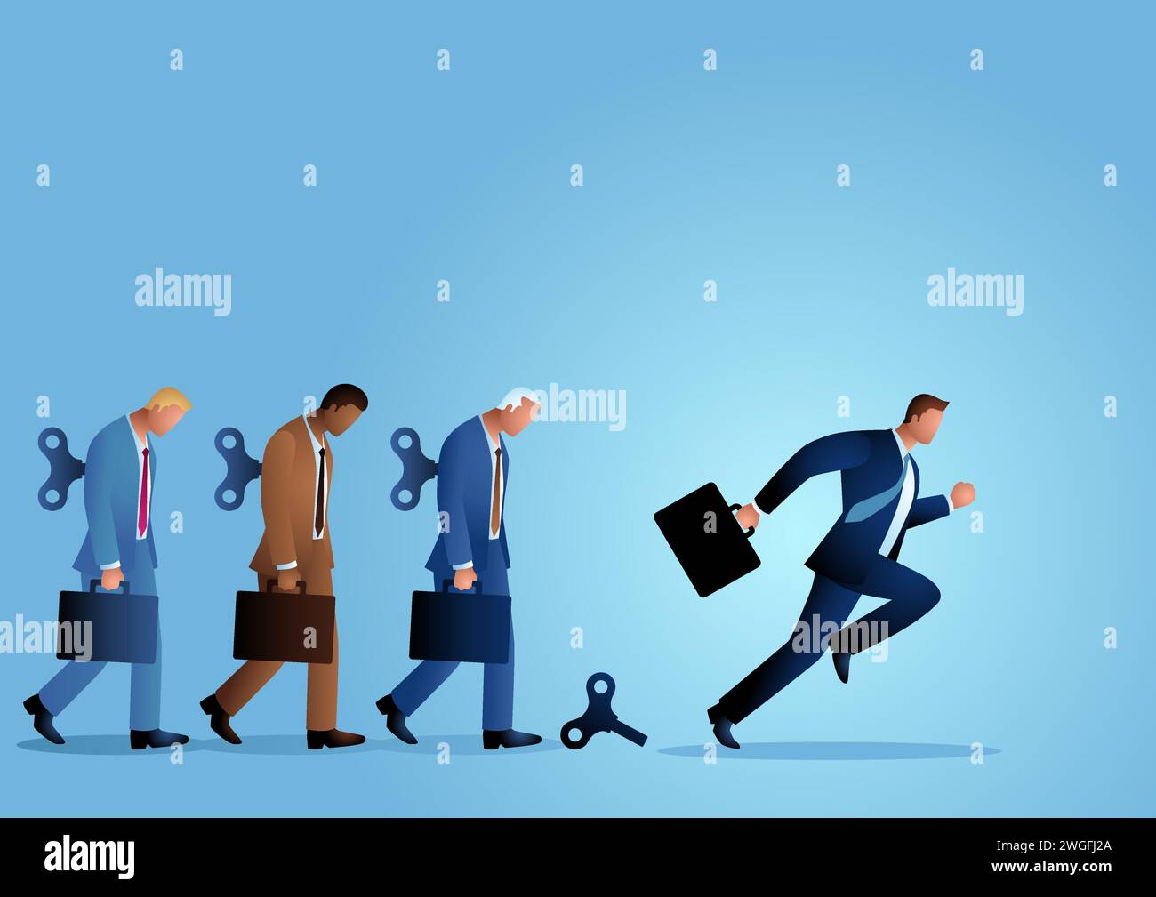 Business concept vector illustration of a businessman running after his ...