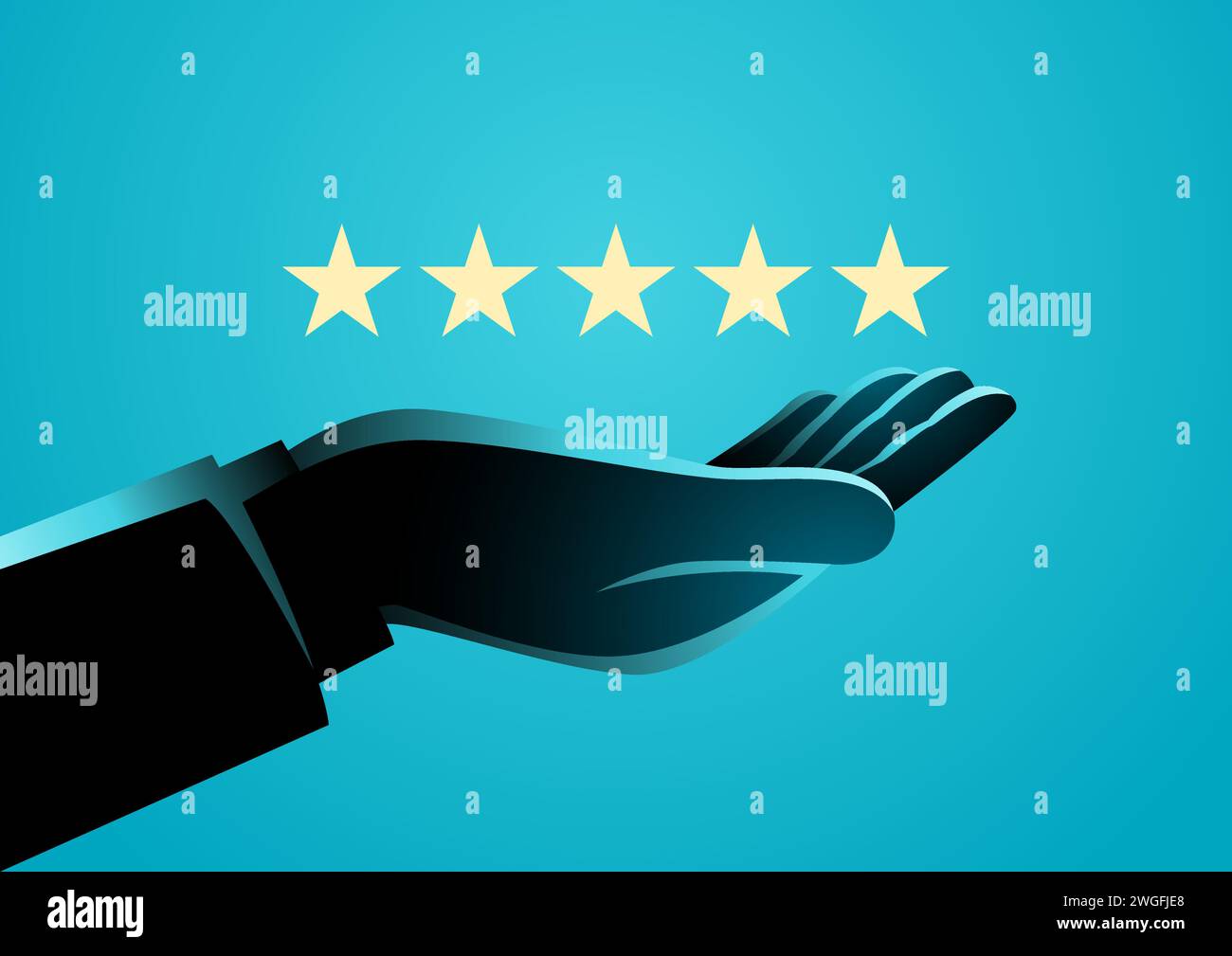 Hand gives five stars rating, customer review, quality control, rating ...