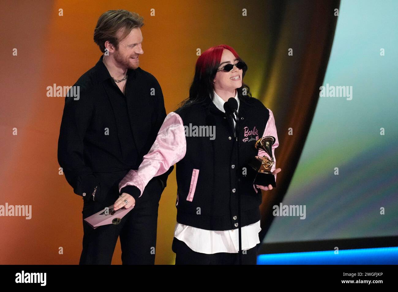 Finneas, left, and Billie Eilish accept the award for song of the year ... Finneas, left, and Billie Eilish accept the award for song of the year ...