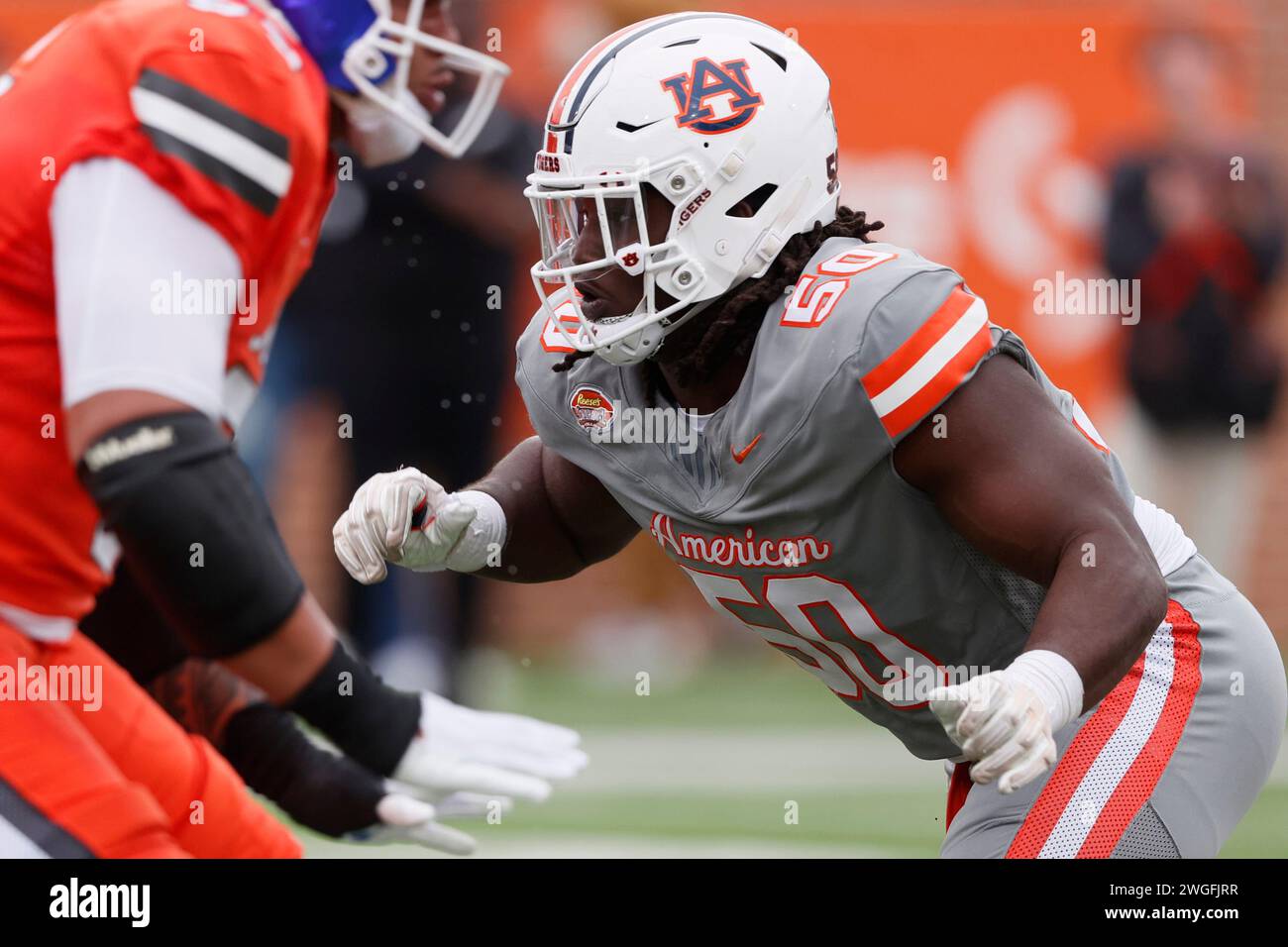 American defensive lineman Marcus Harris of Auburn (50) during the ...