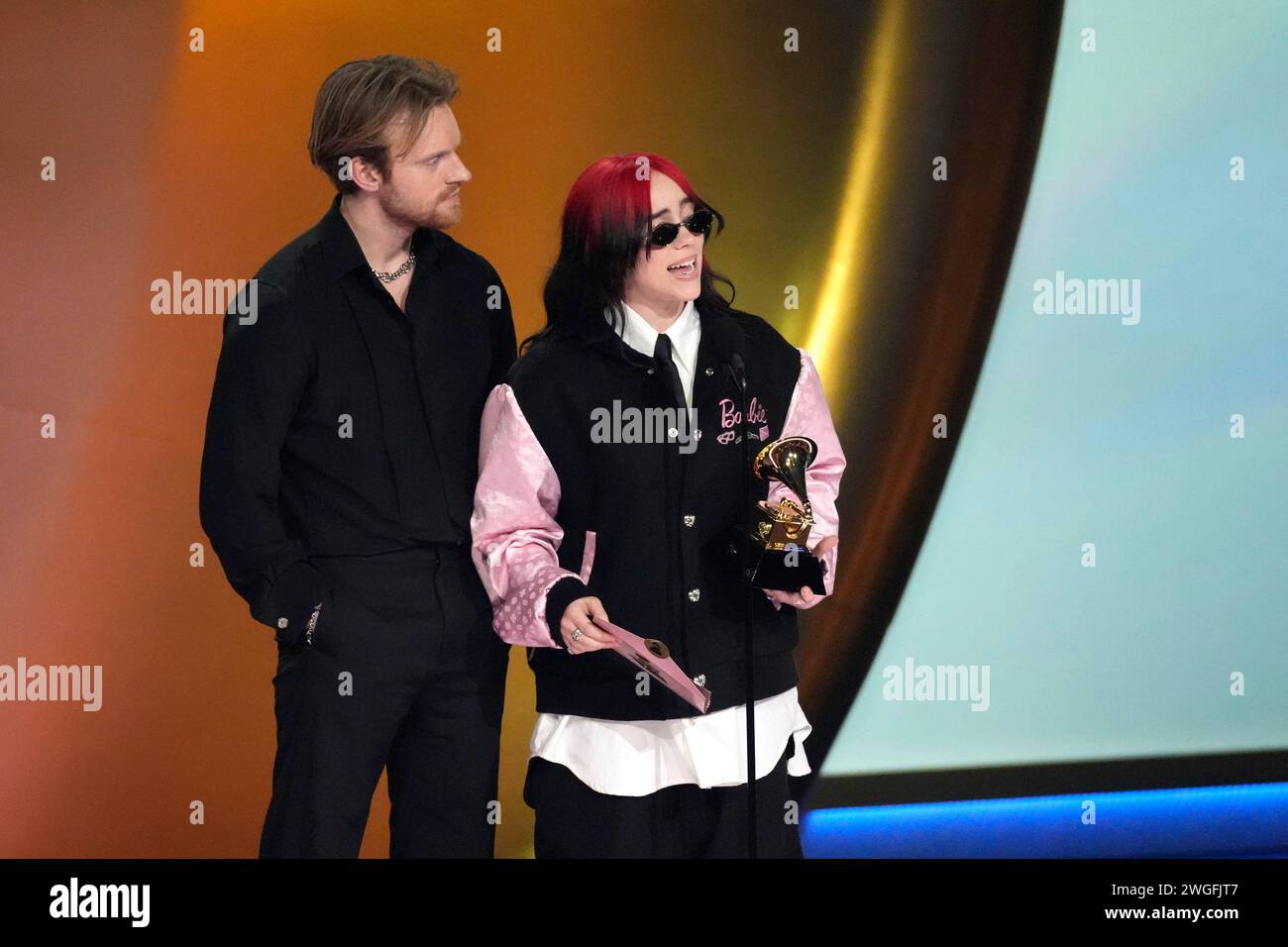 Finneas, left, and Billie Eilish accept the award for song of the year ... Finneas, left, and Billie Eilish accept the award for song of the year ...