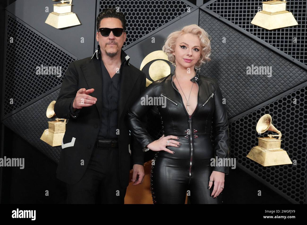 Jesse Dayton and Samantha Fish arrive at the 66th annual Grammy Awards ...