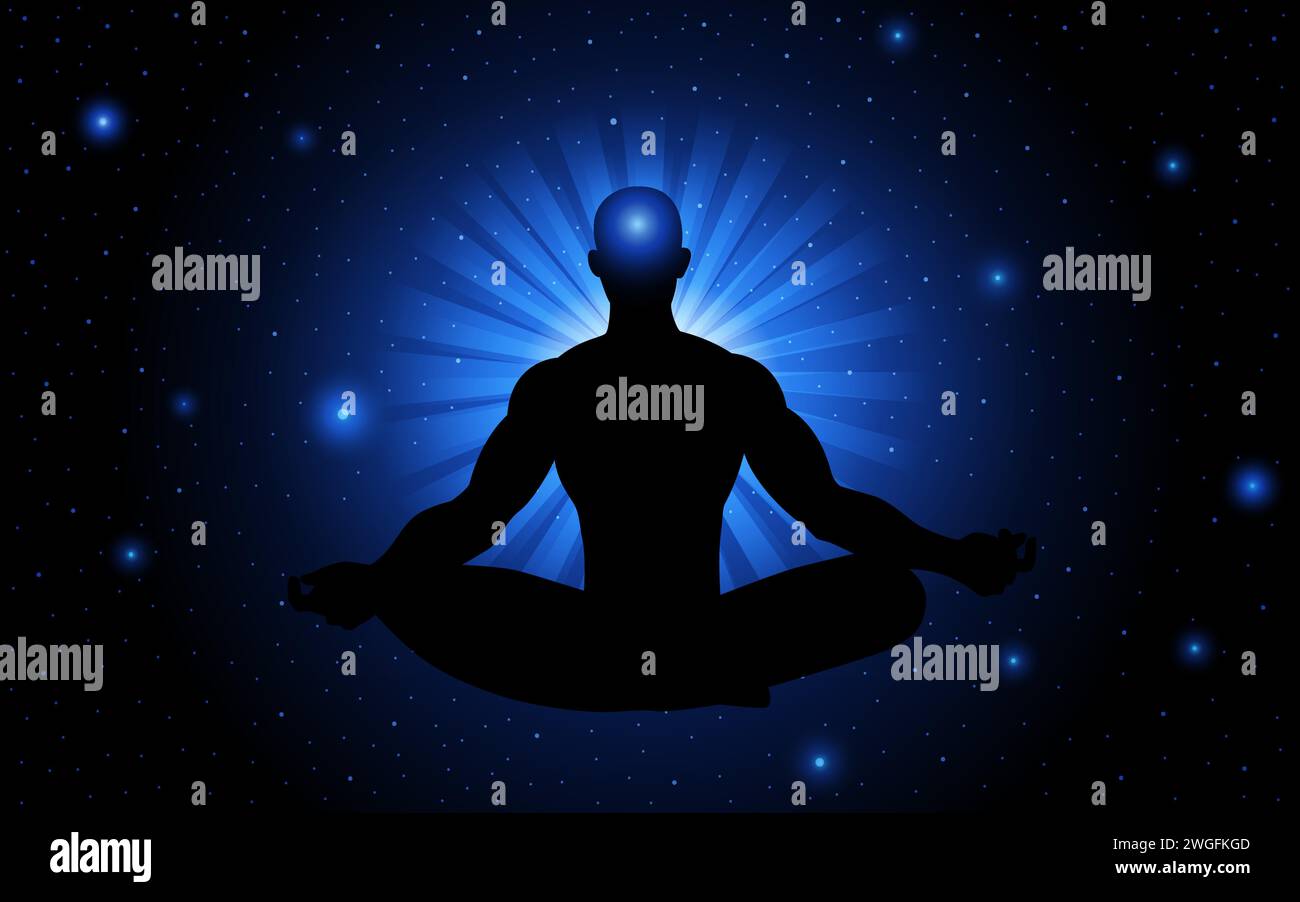 Meditating man silhouette Stock Vector Images - Alamy