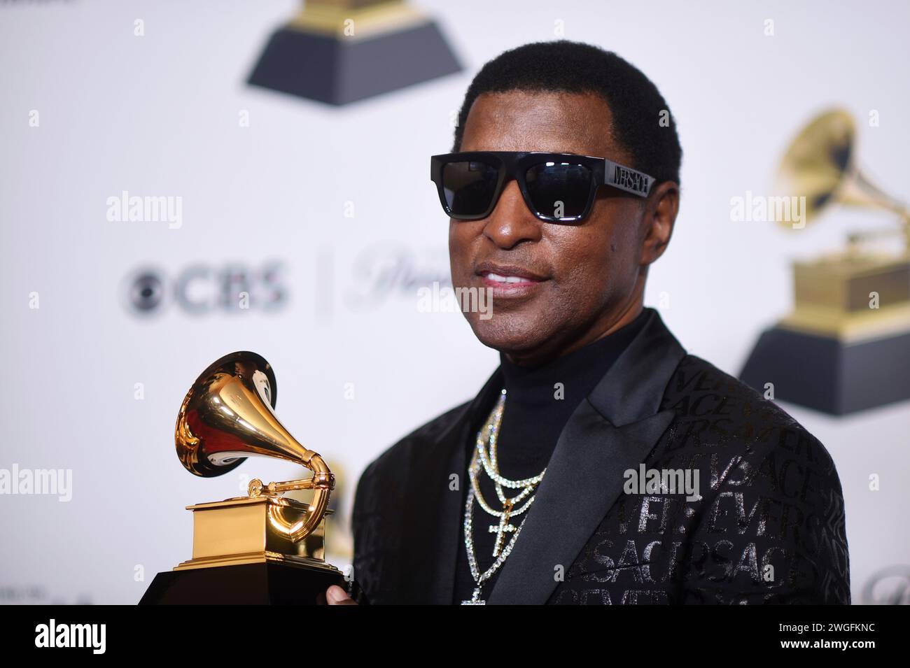 Babyface poses in the press room with the award for best R&B song for ...