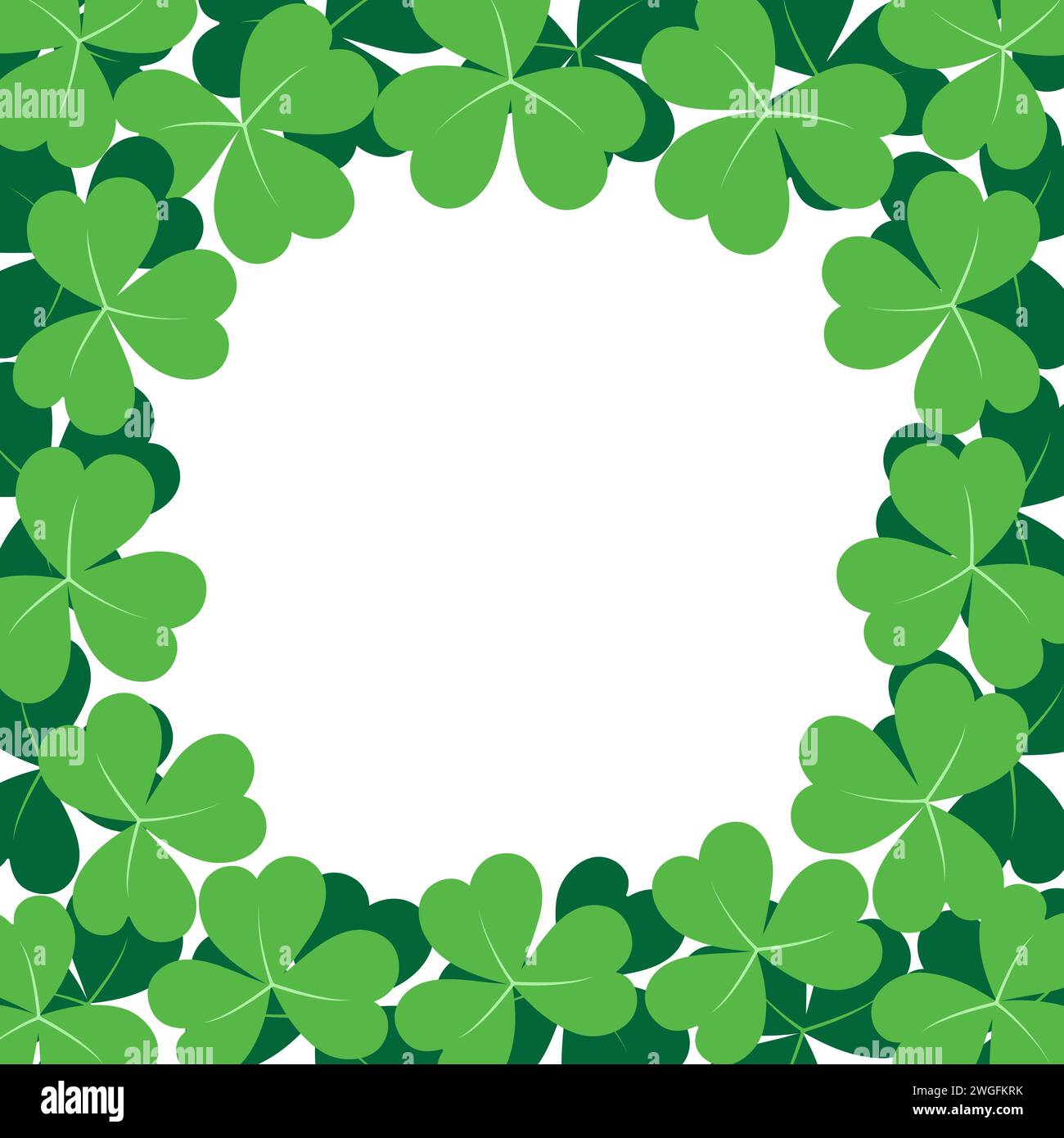 Abstract rounded shamrock frame border in trendy green. Design concept ...