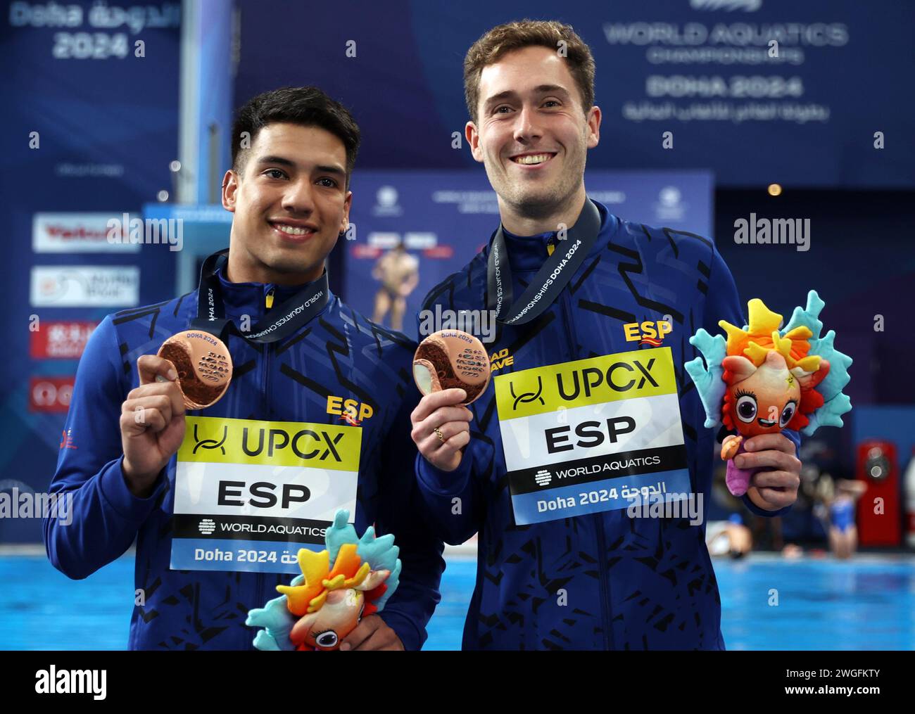 Doha, Qatar. 4th Feb, 2024. Spain's Adrian Abadia (L) and Nicolas ...