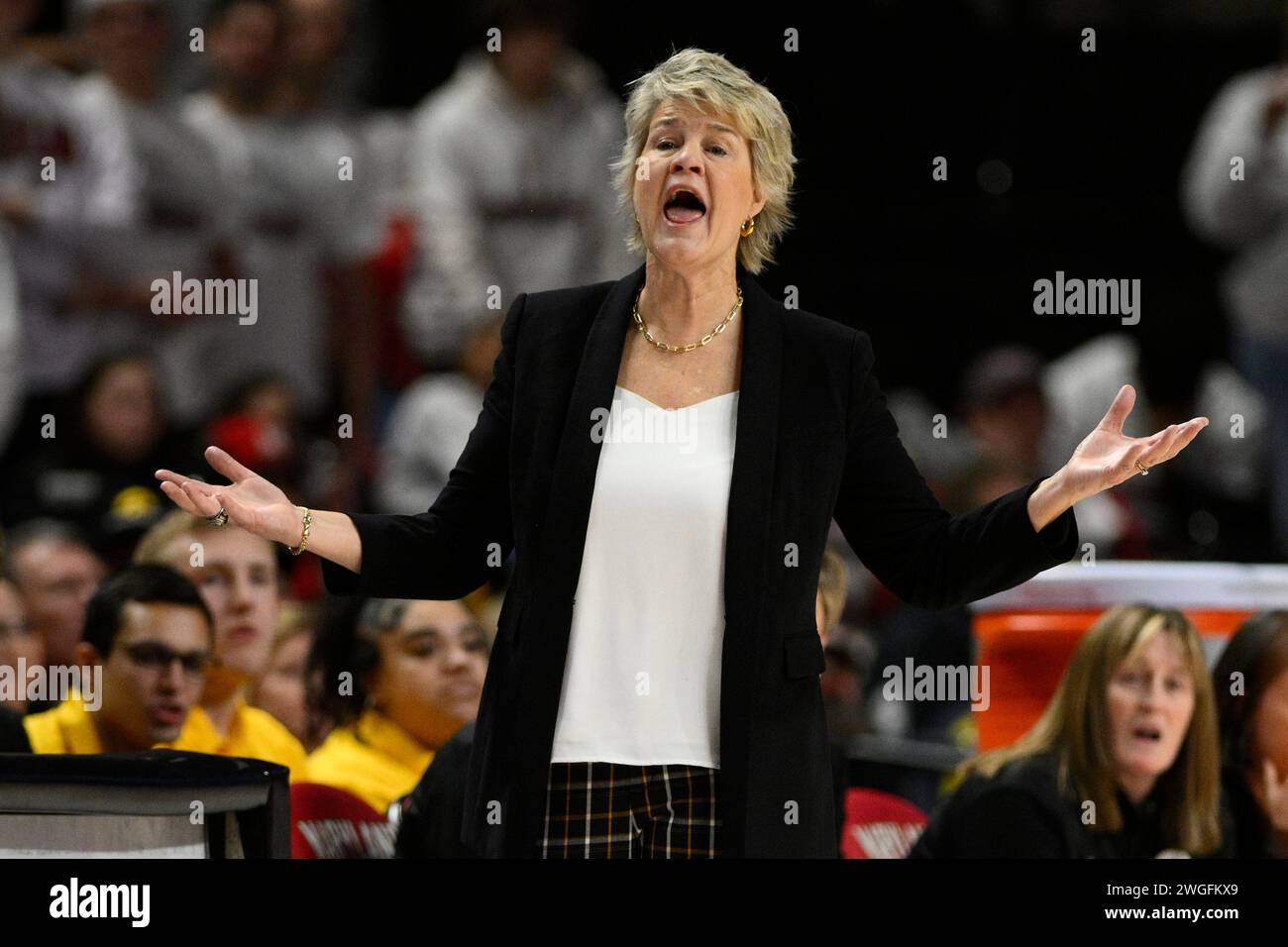 Iowa head coach Lisa Bluder in action during the second half of an NCAA ...