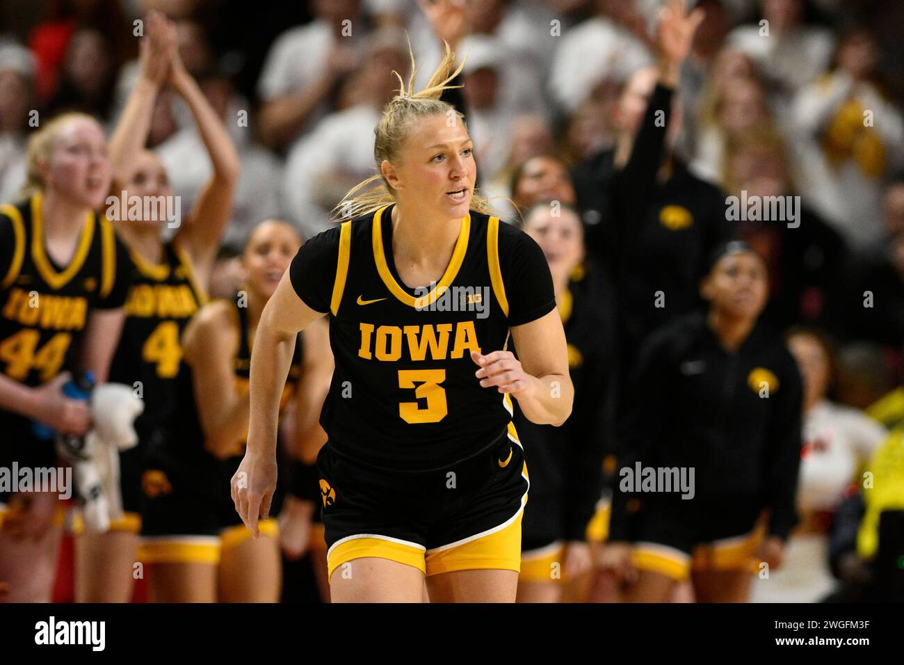 Iowa guard Sydney Affolter (3) in action during the second half of an ...