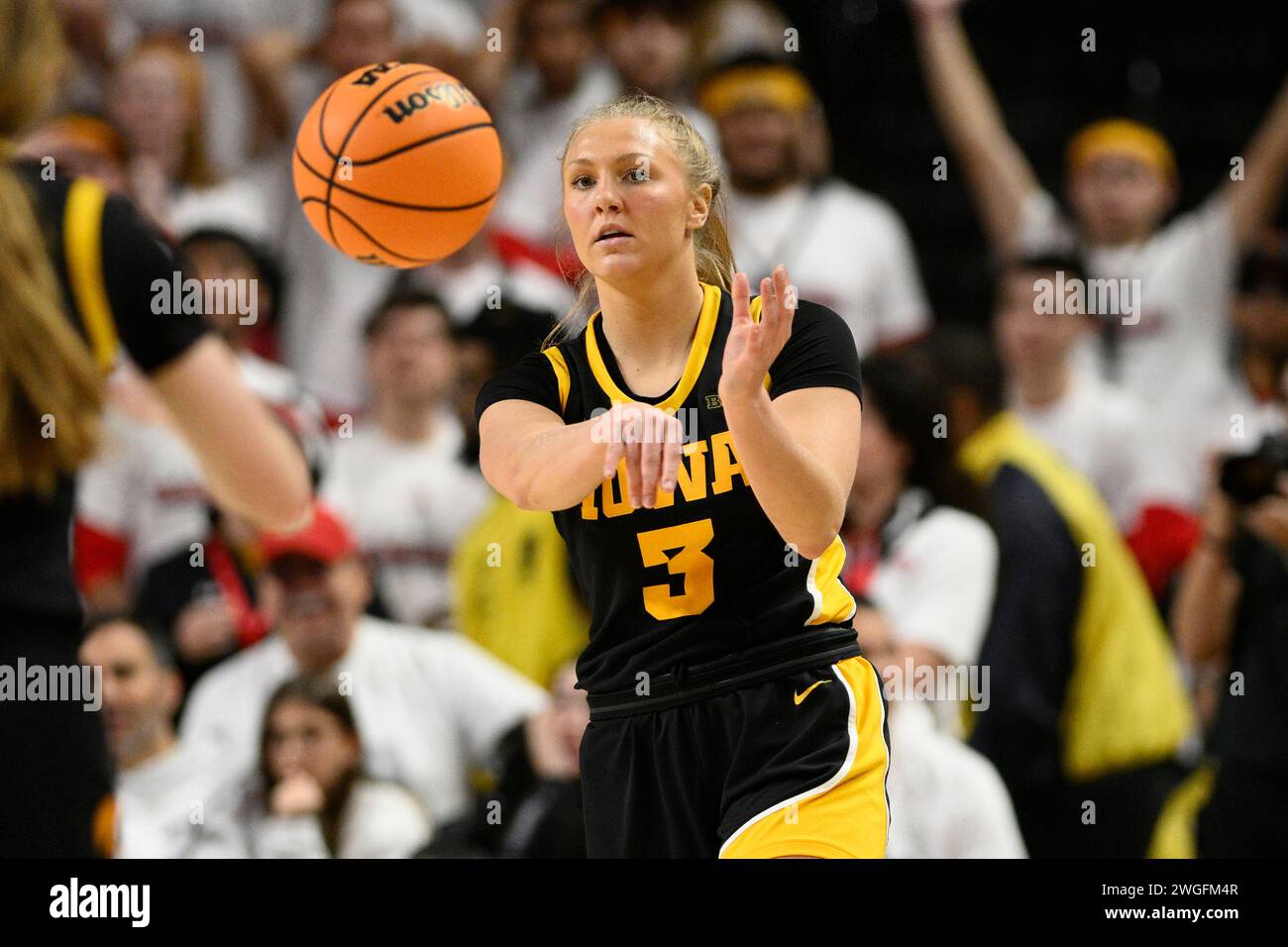 Iowa guard Sydney Affolter (3) in action during the second half of an ...