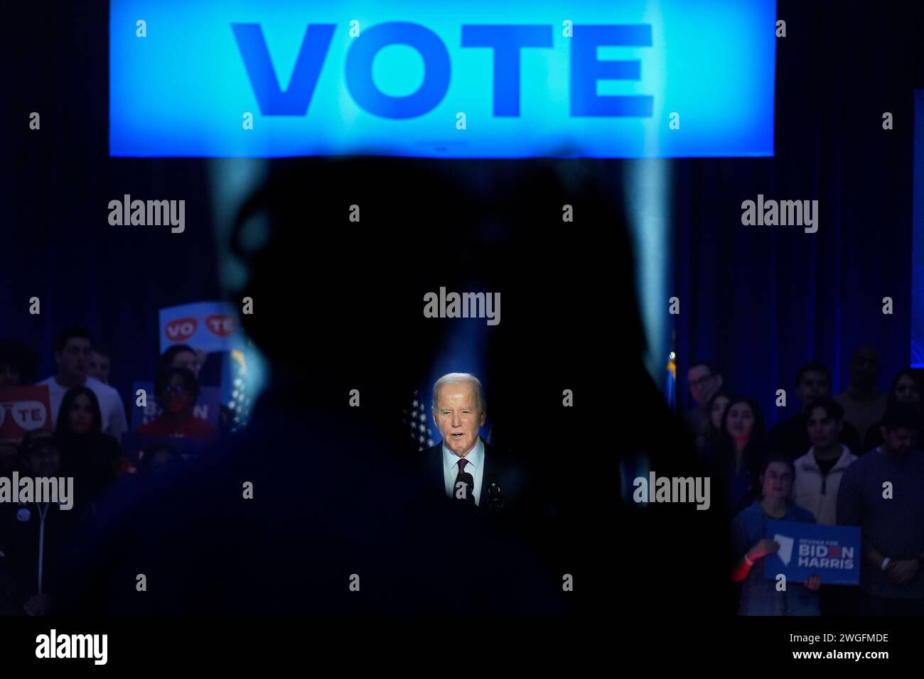 President Joe Biden speaks at a campaign event Sunday, Feb. 4, 2024, in ...